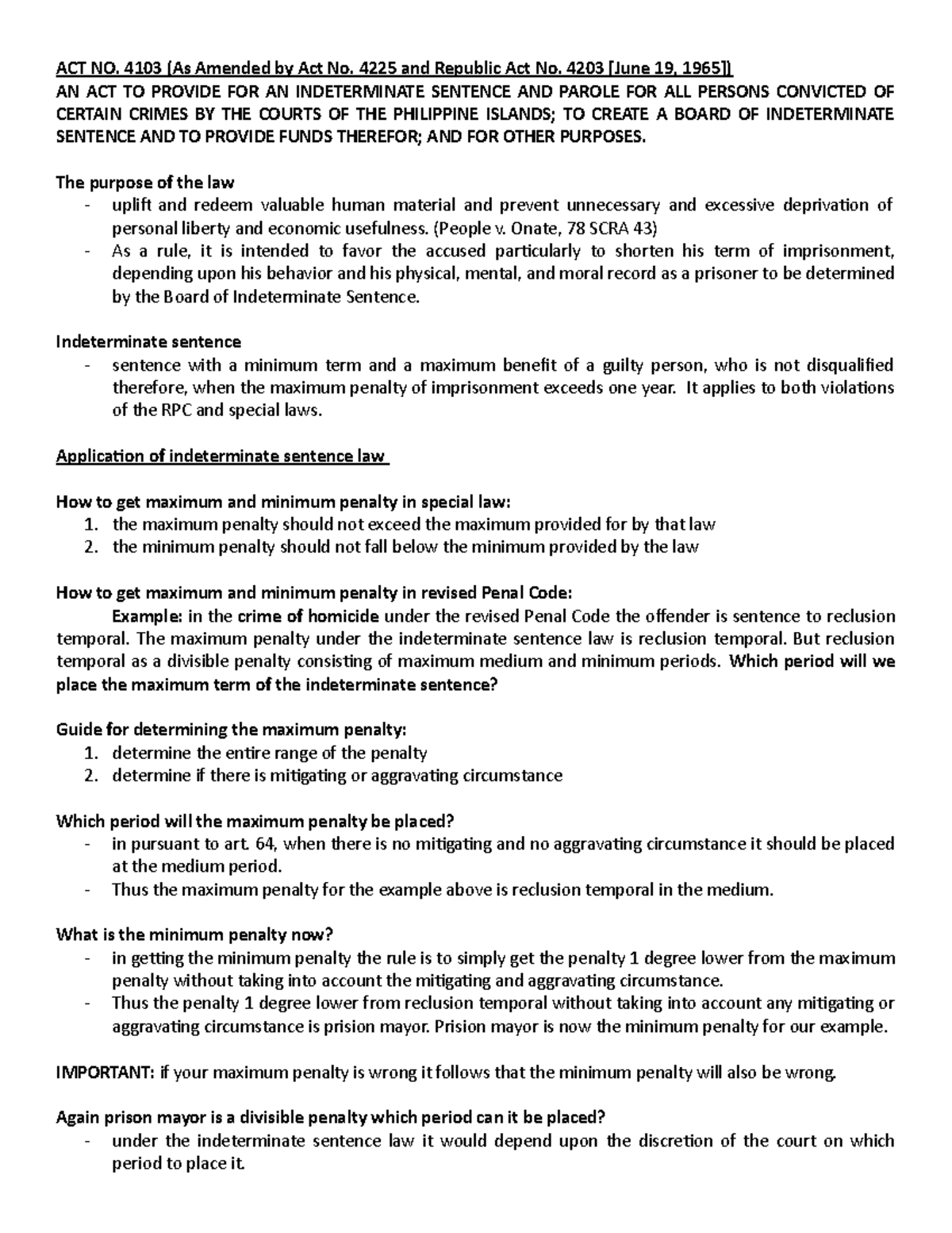 Islaw Notes YT - LECTURE - ACT NO. 4103 (As Amended by Act No. 4225 and ...