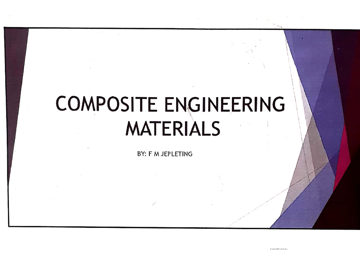 Composite Engineering Materials by F.M. Jepleting - Aeronautical ...