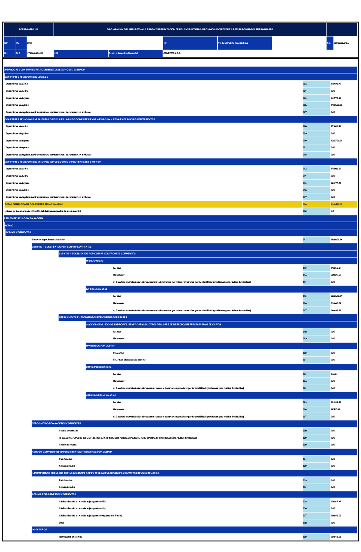 Documento 1656384292731 - FORMULARIO 101 DECLARACIÓN DEL IMPUESTO A LA ...