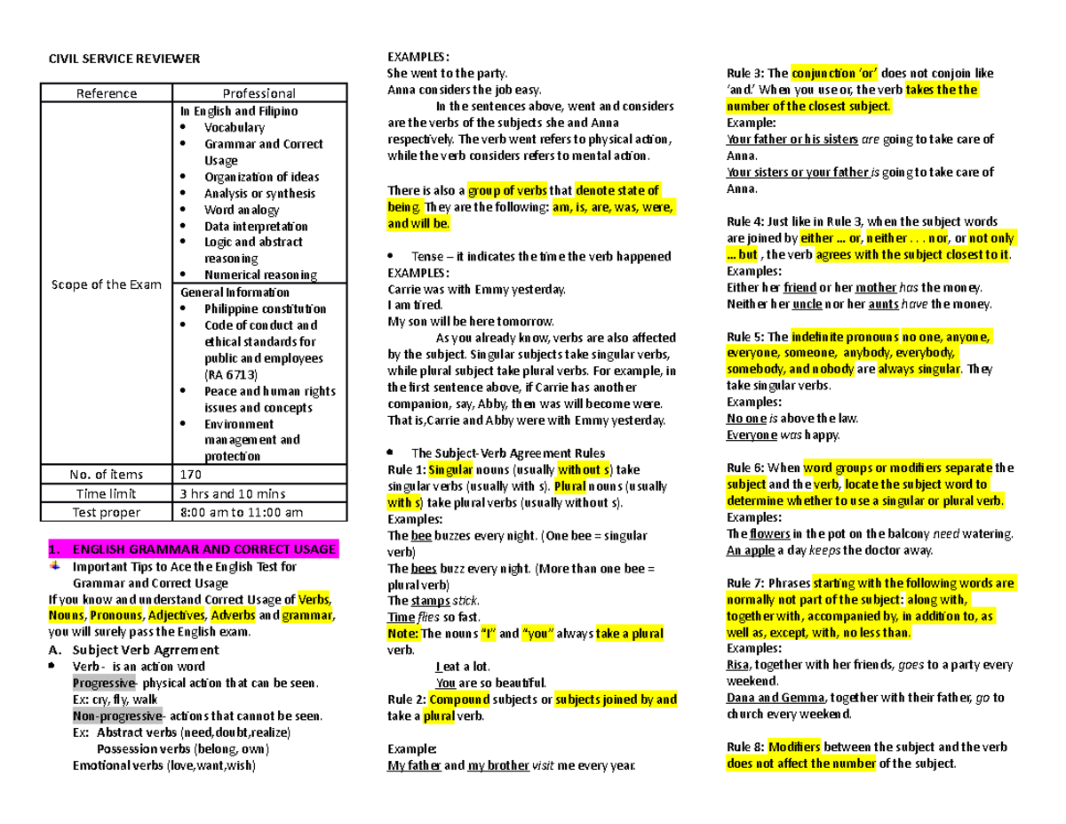 Civil Service Reviewer - CIVIL SERVICE REVIEWER Reference Professional ...