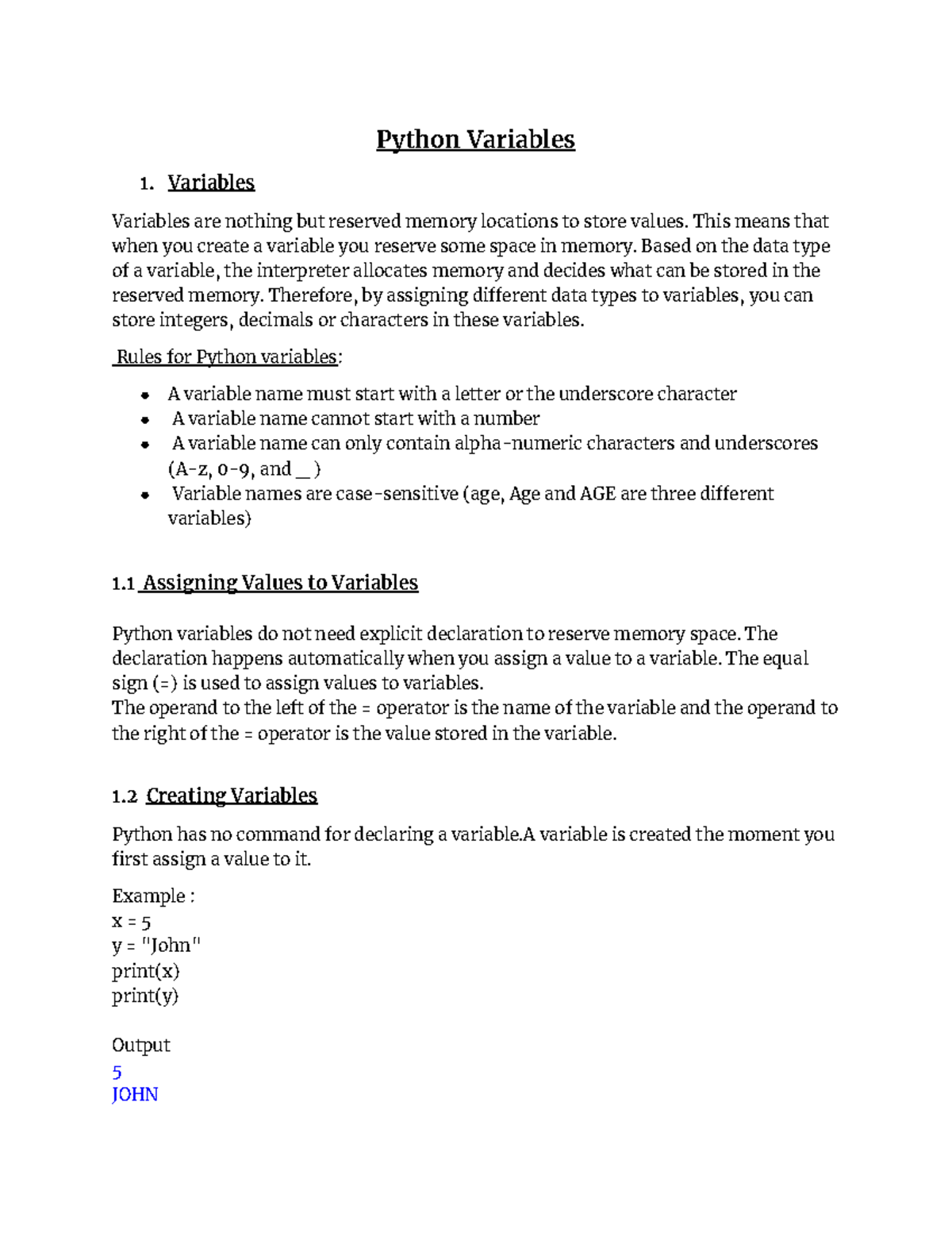 Python Variables 2 Python Variables 1 Variables Variables Are 9524
