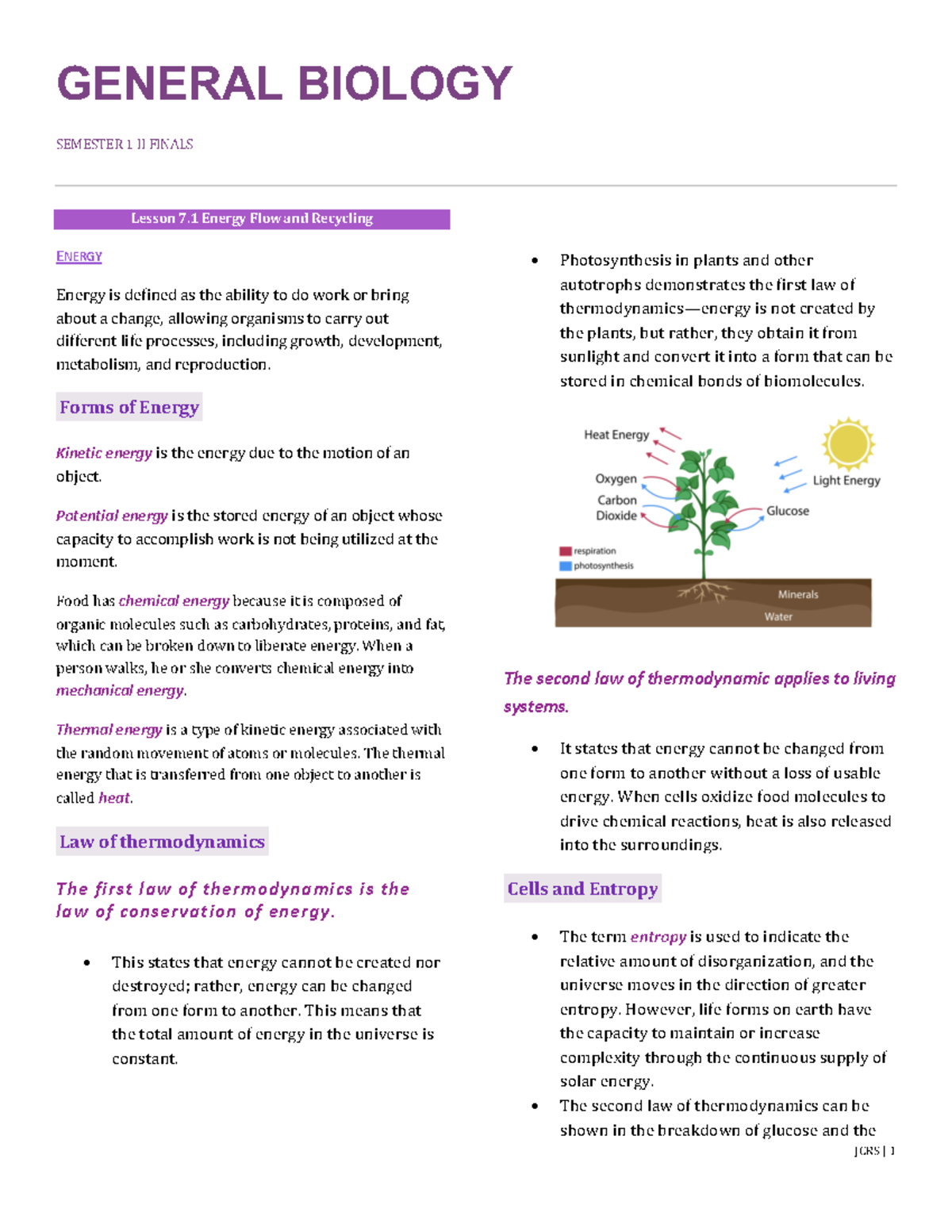 General Biology - GENERAL BIOLOGY SEMESTER 1 II FINALS JCRS | 1 Lesson ...