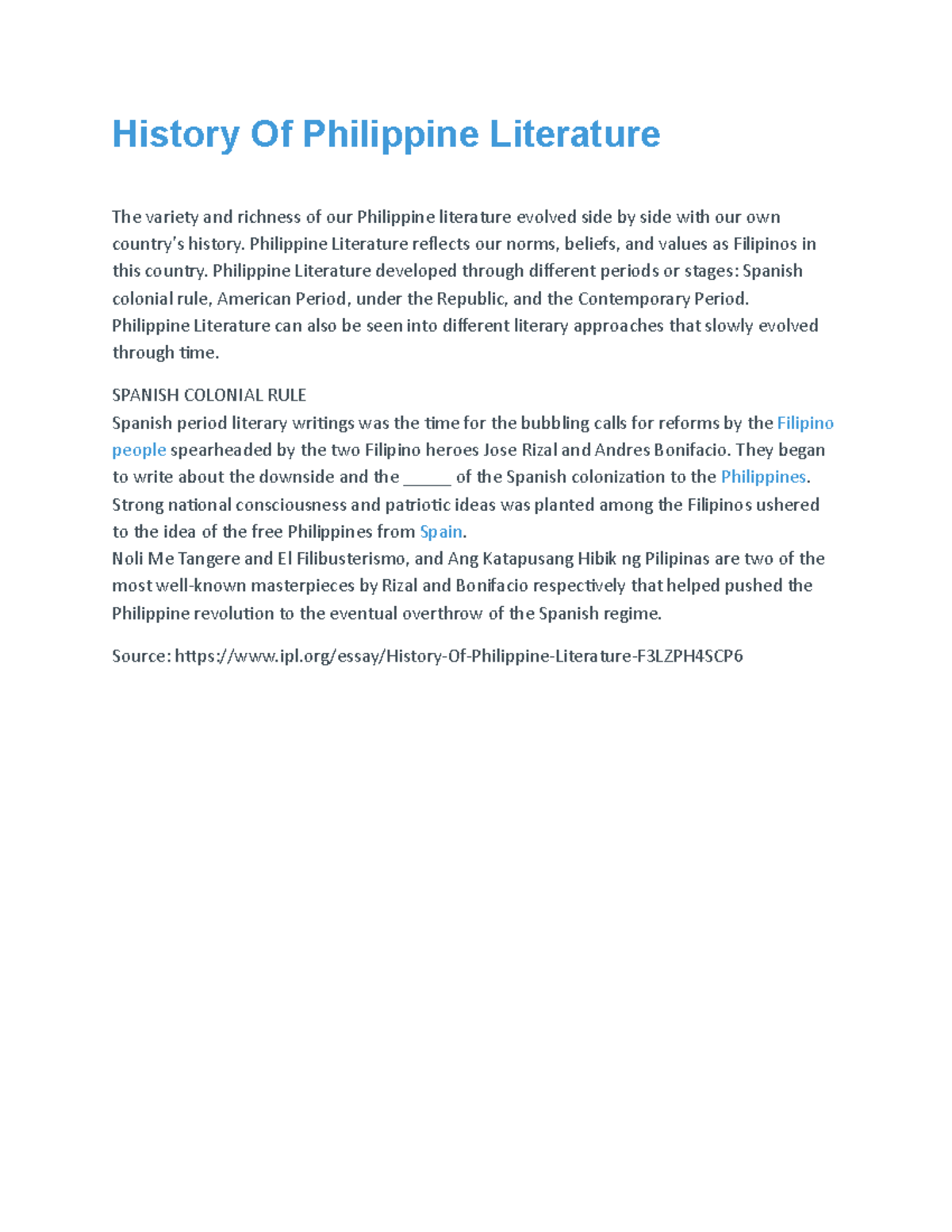 Philippine literature History - History Of Philippine Literature The ...