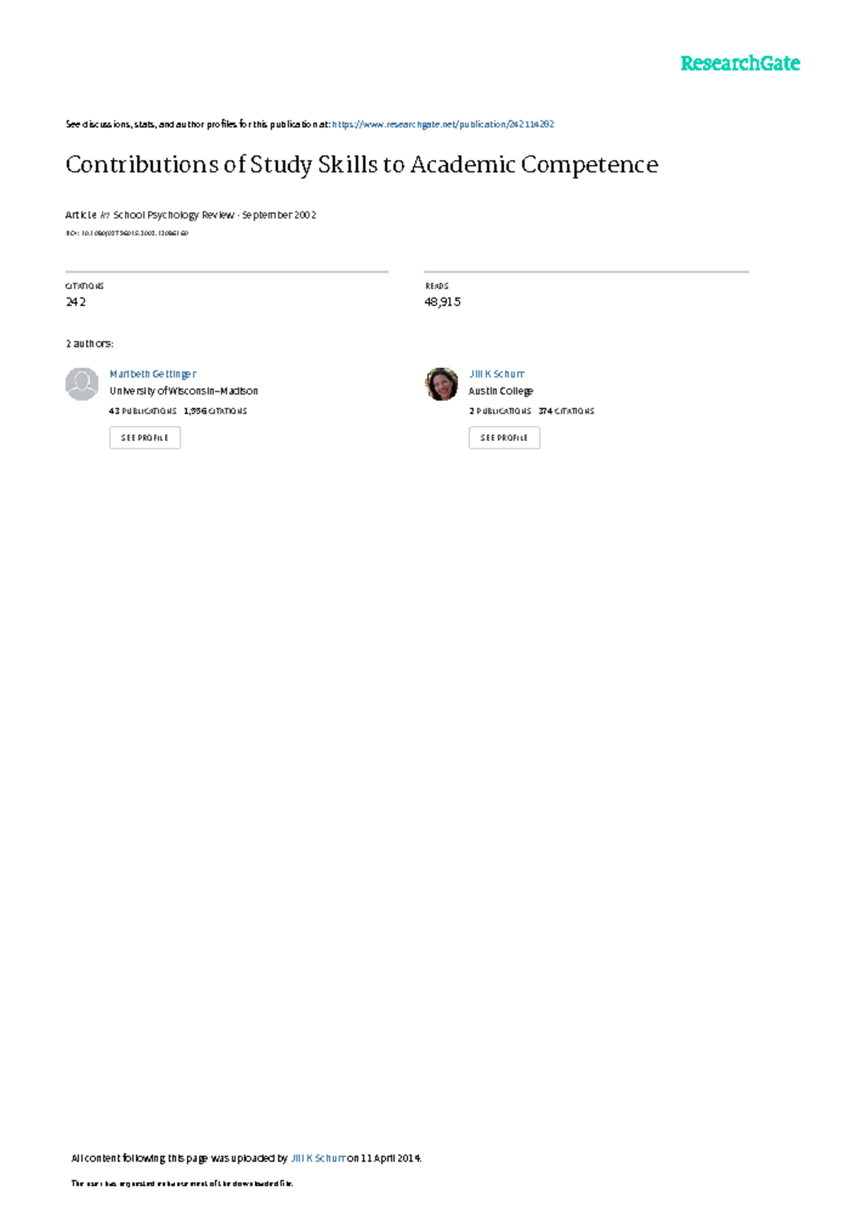 Contributions of Study Skills to Academic Competen - Cópia - See ...