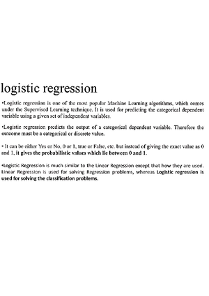 PA Unit-II - Predictive Analytics unit 2 - UNIT-II Logistic Regression ...