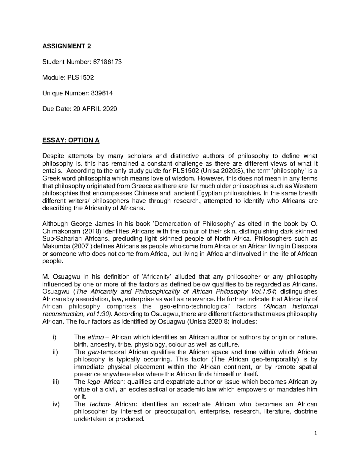 Assignment 2 PLS 1502 final - PLS1502 - Unisa - Studocu