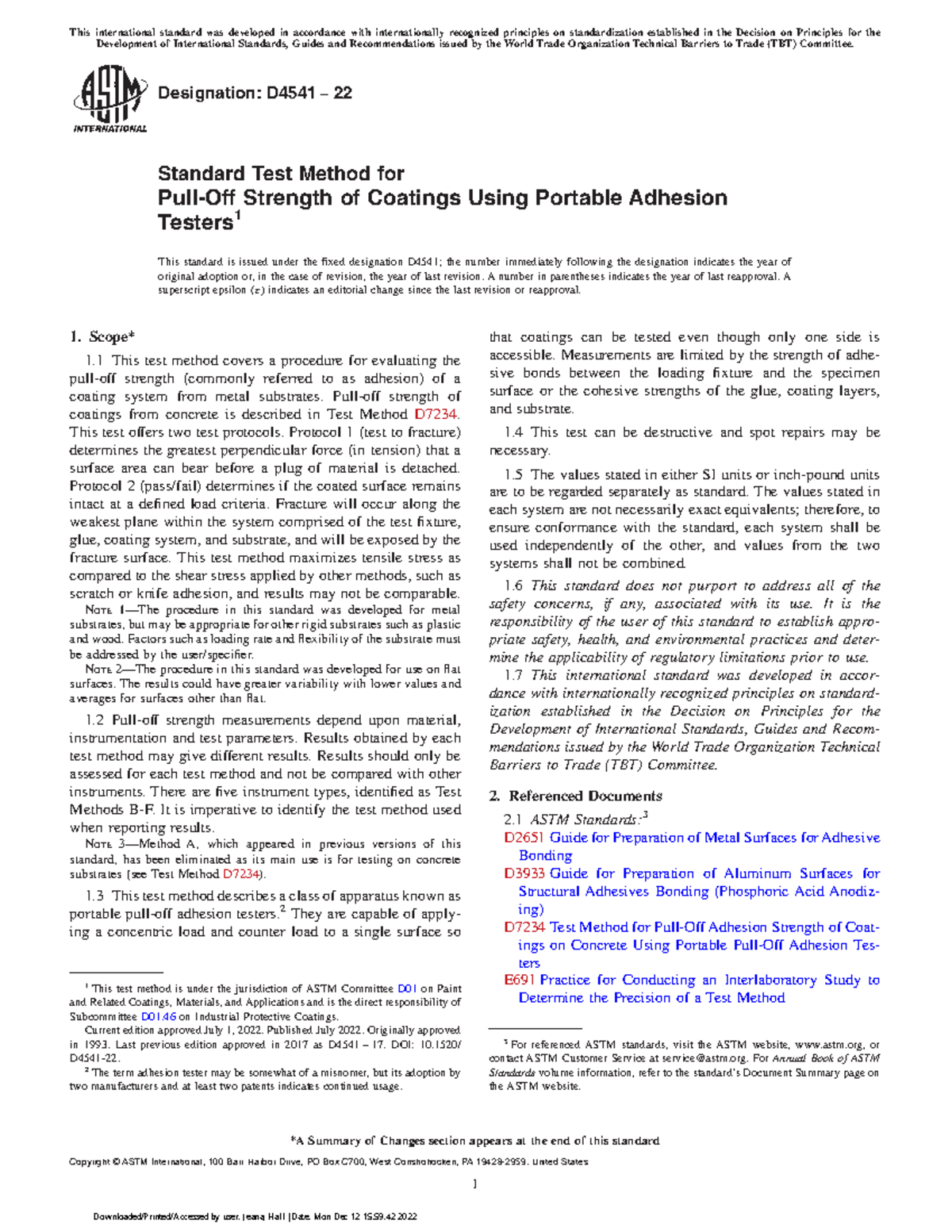 ASTM D4541-22 - NORMA - Designation: D4541 − 22 Standard Test Method ...