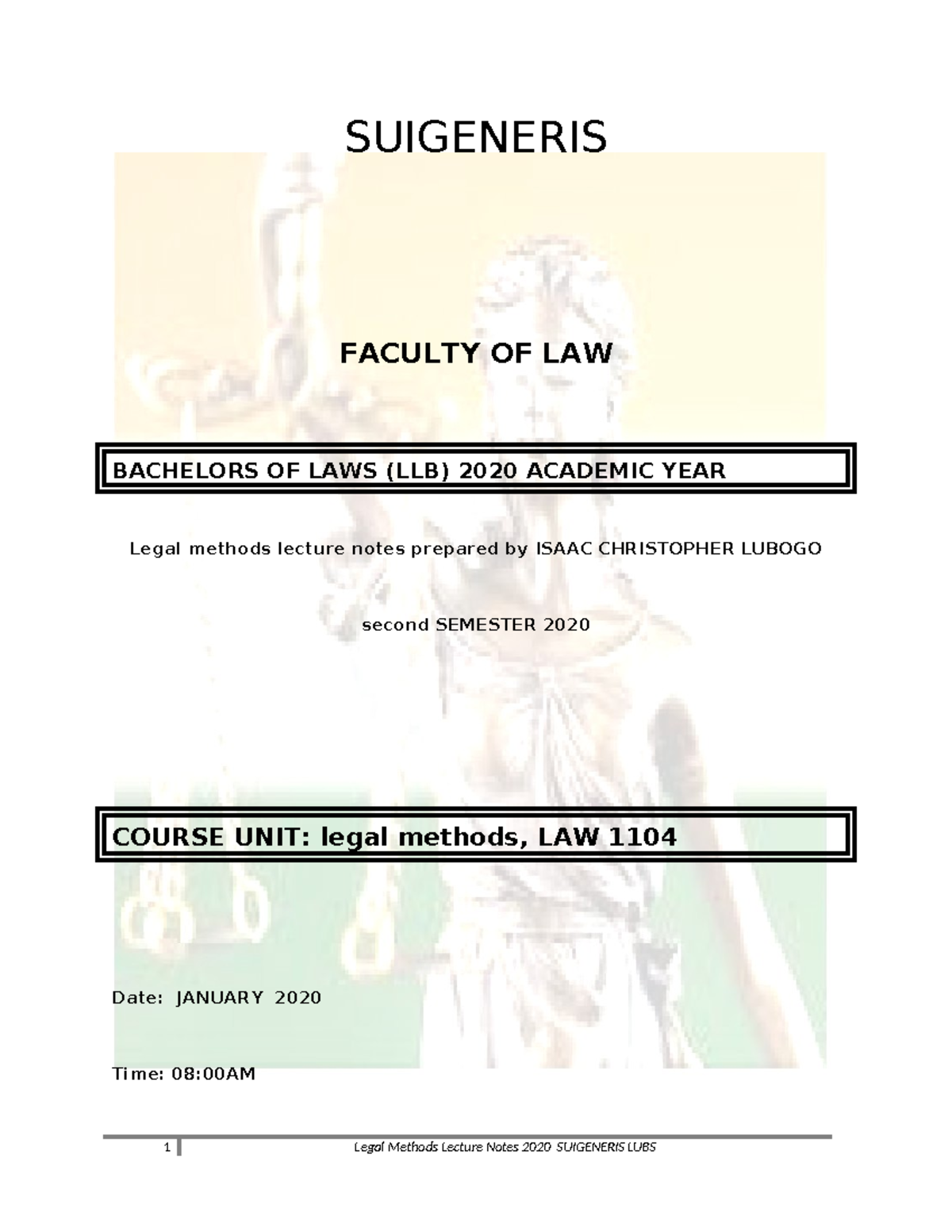 legal methods notes including statutory declaration, literal and ...