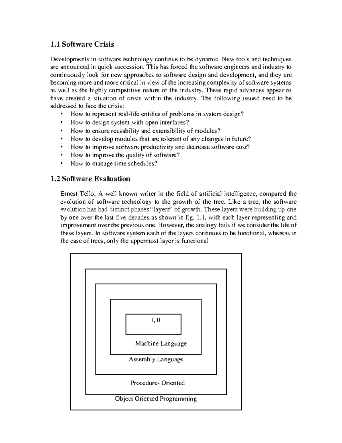 OOT1 - java notes - 1 Software Crisis Developments in software ...