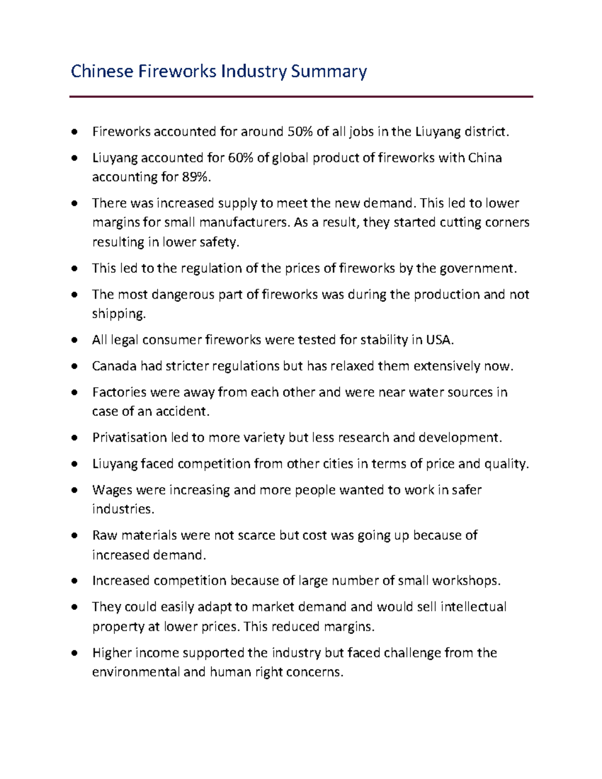 Chinese Fireworks Industry Summary - Chinese Fireworks Industry Summary ...