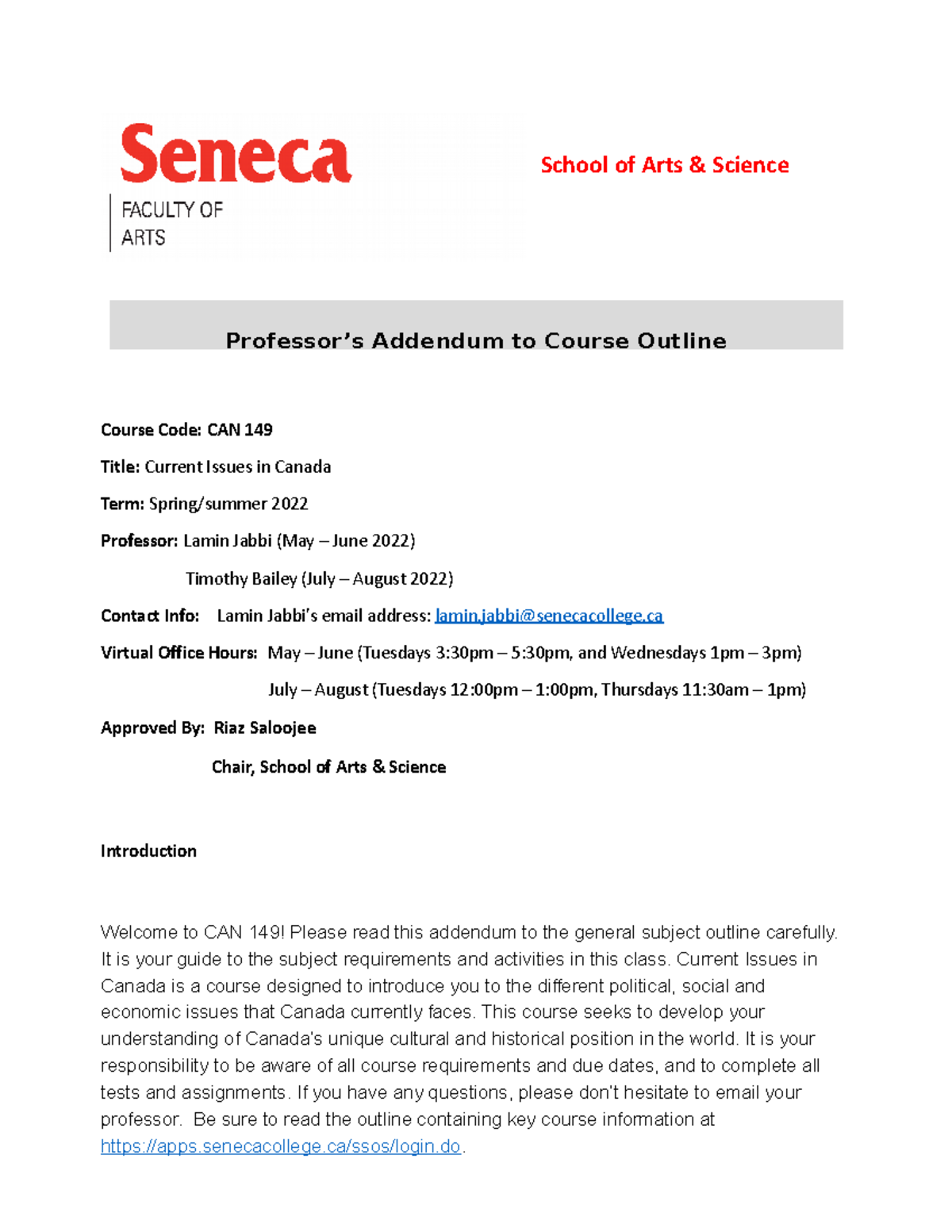 CAN149 Spring and Summer 2022 addendum ( Recently Revised and updated ...