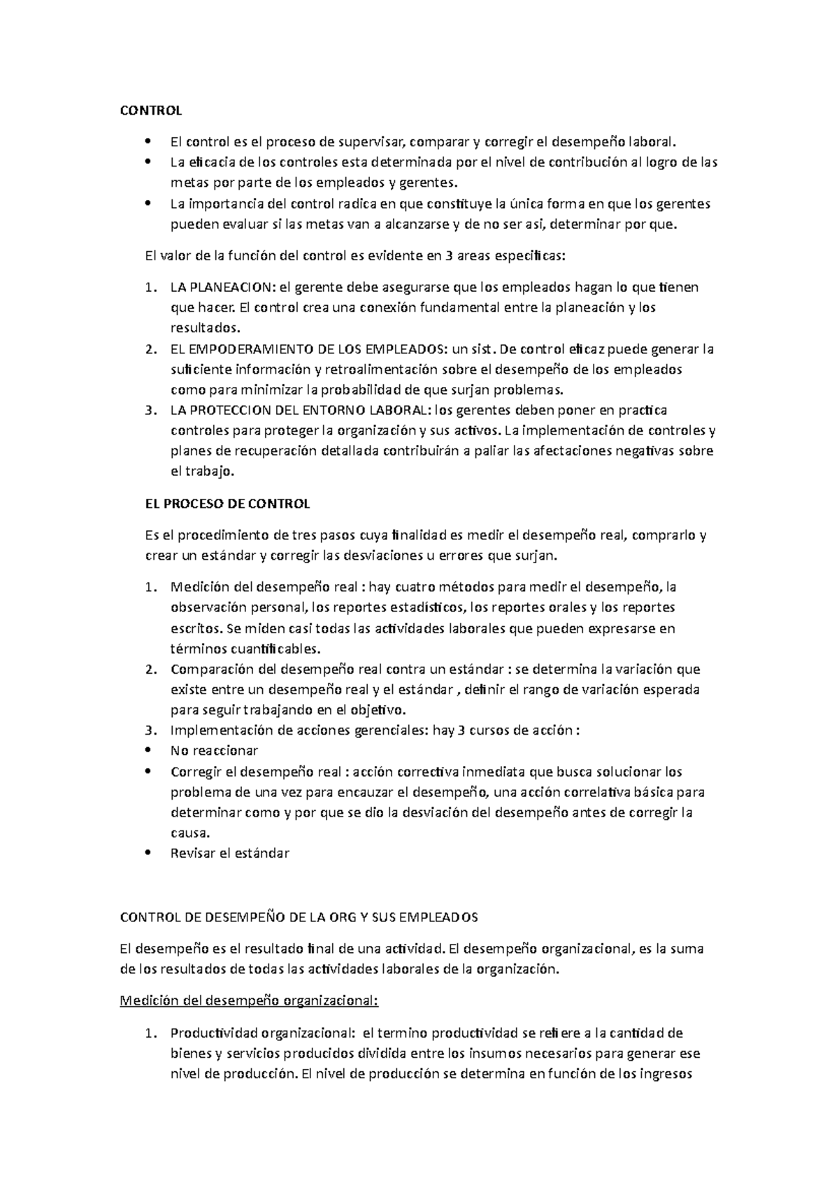 Resumen segundo parcial administracion - Siglo 21 - CONTROL El control es el proceso de - Studocu