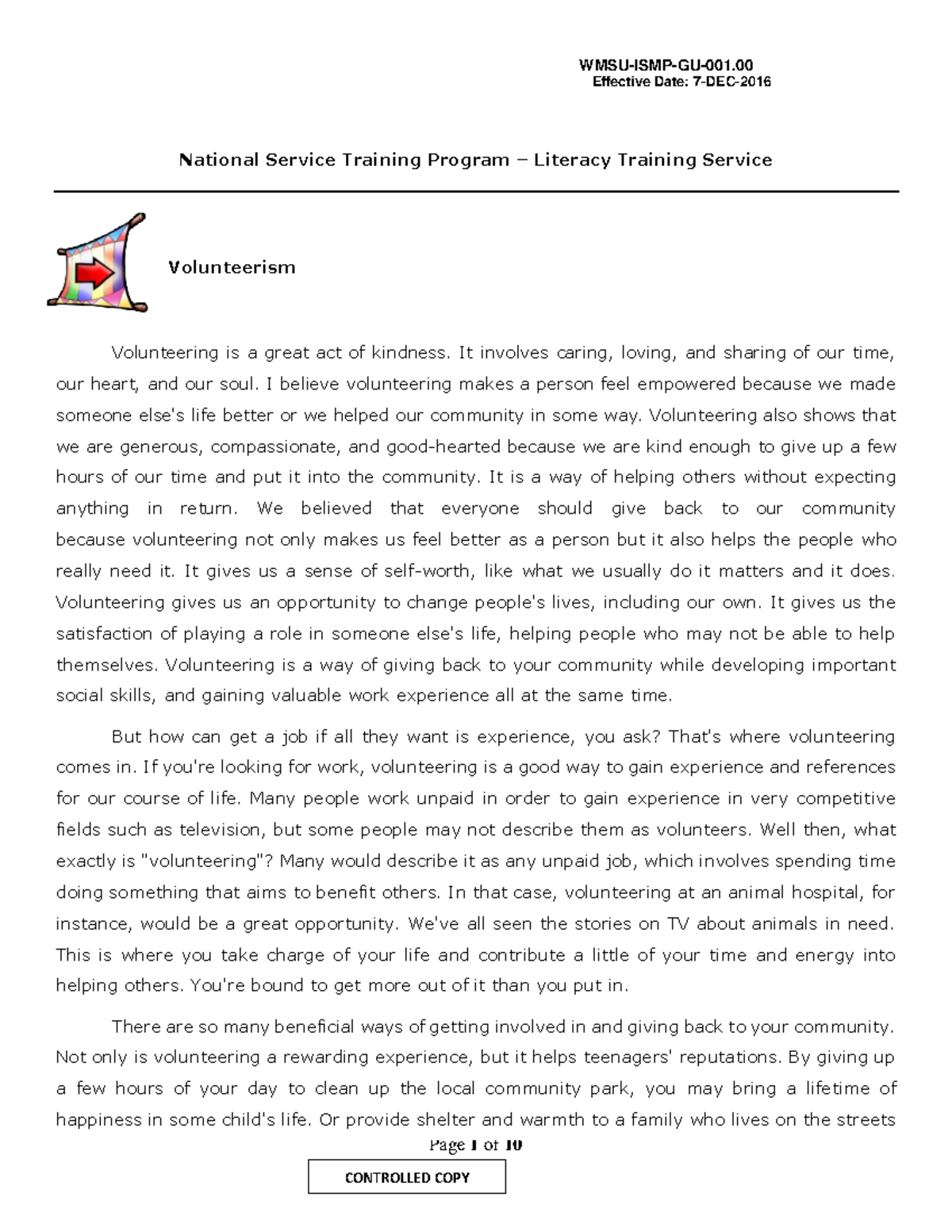 16 Worksheet Number 16 WEEK 14 - Page 1 of 10 National Service Training ...