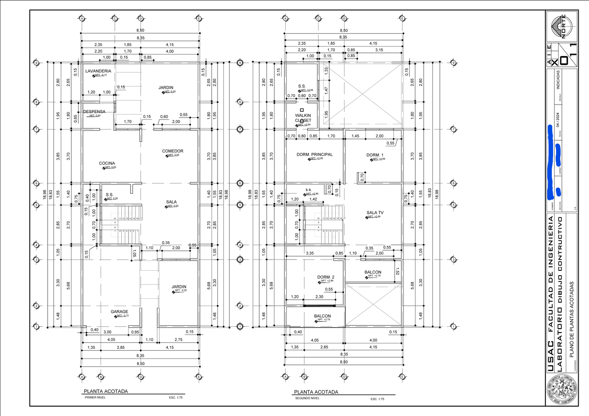 A1 Plano Acotado 11- Matriz - ####### 1, ####### 1, A C D E A C D E ####### 2,20 1,70 4 ...