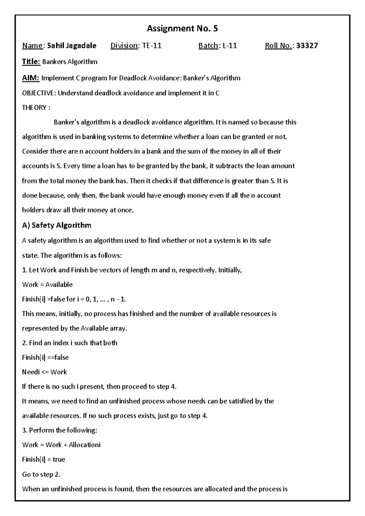 Assignment-5 - nhj - Assignment No. 5 Name: Sahil Jagadale Division: TE ...