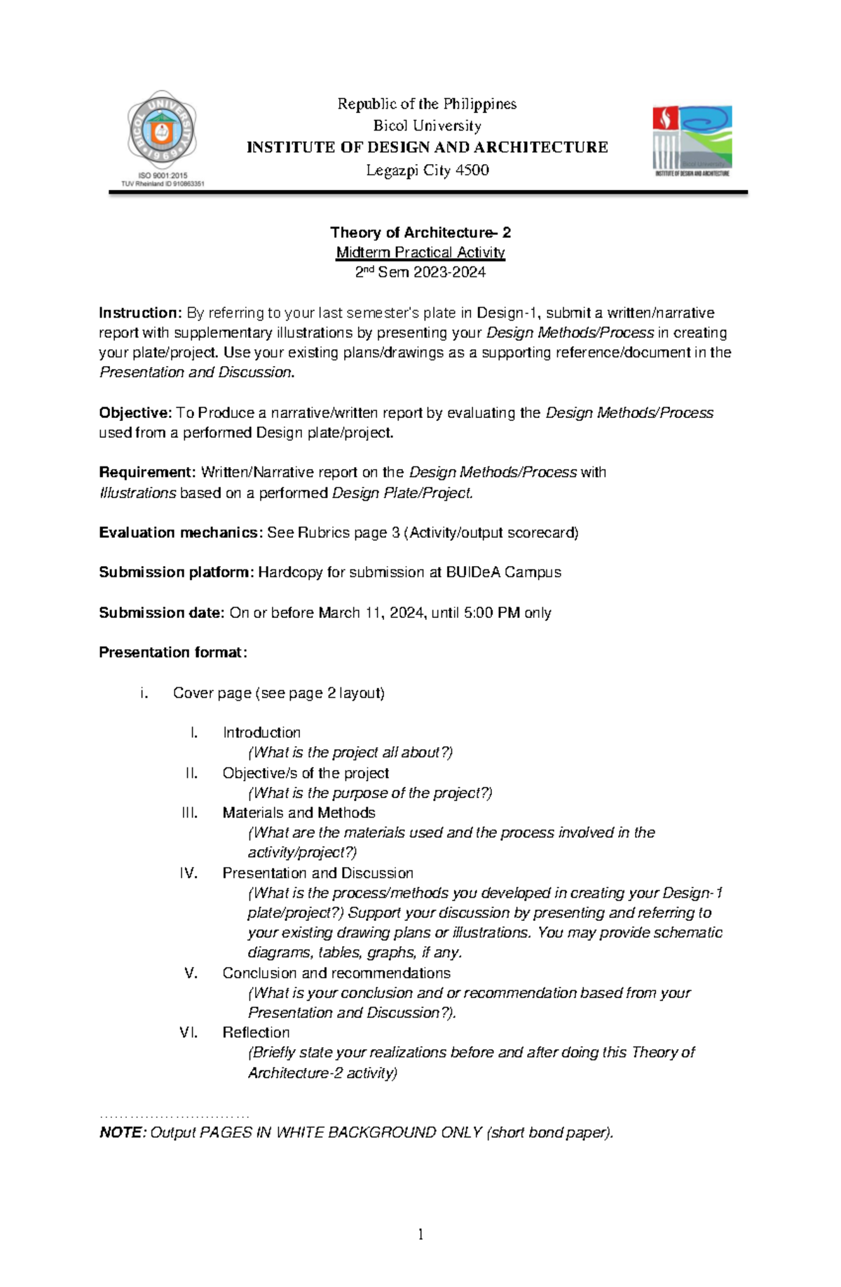 AT-2 Midterm Practical-Activity Rubrics 2nd-Sem-2023-2024-1 - 1 Republic of the Philippines ...