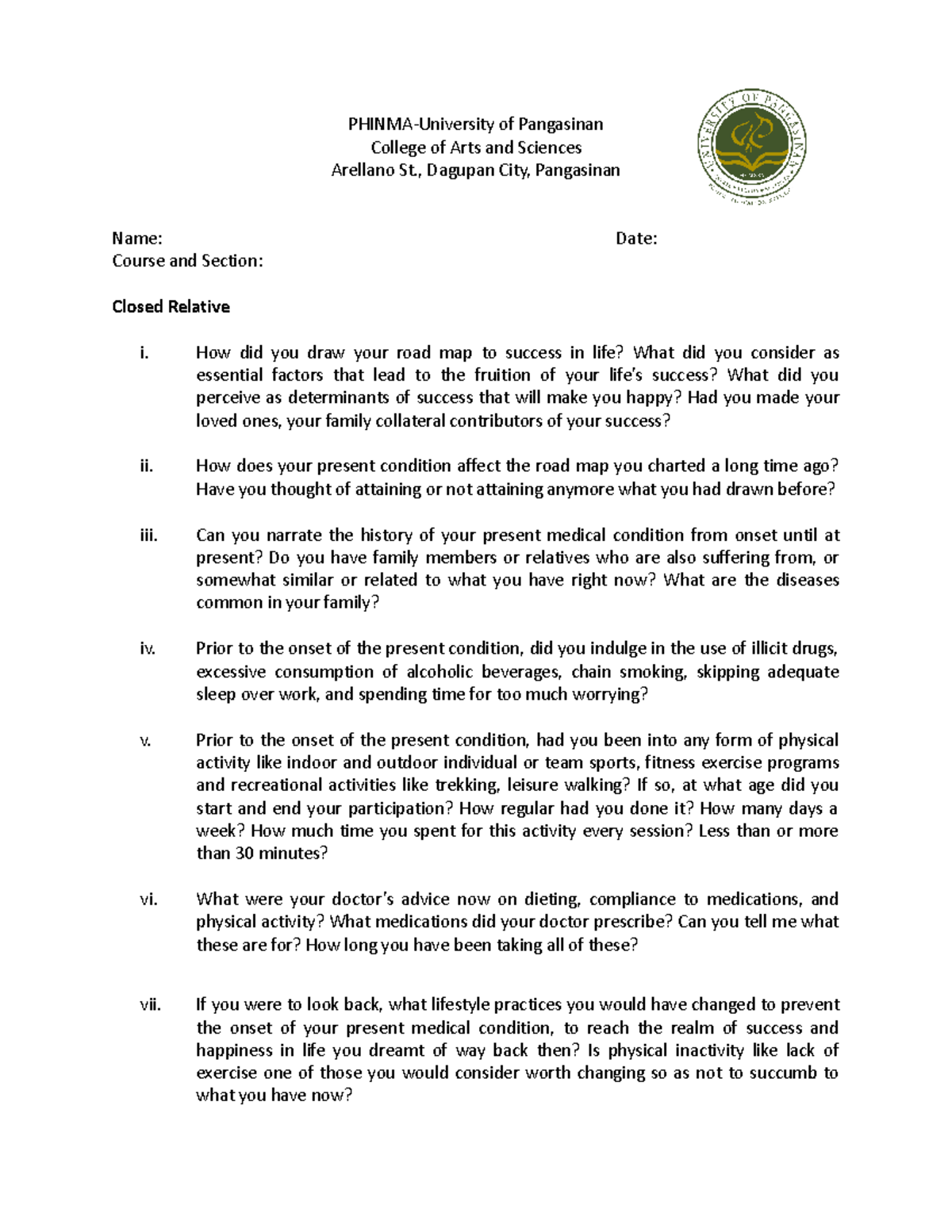 Narrative-Report - Narrative Report in Assessing health - PHINMA ...