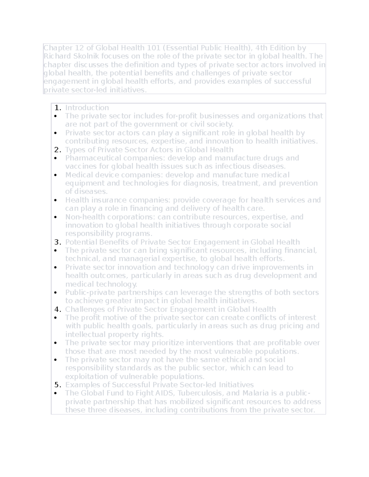 Chapter 12 of Global Health 101 - Chapter 12 of Global Health 101 ...