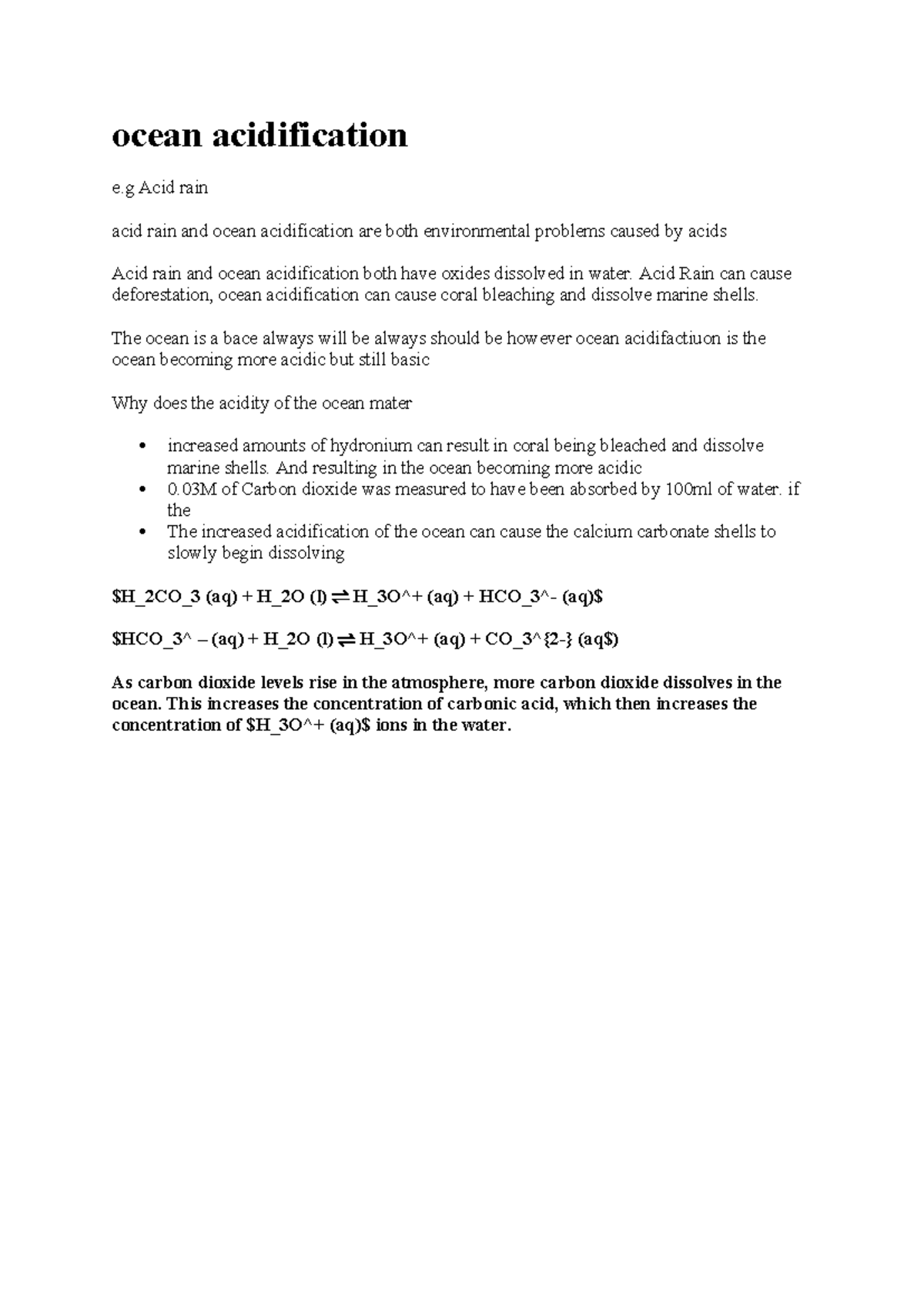 Ocean acidification - n/a - ocean acidification e Acid rain acid rain ...