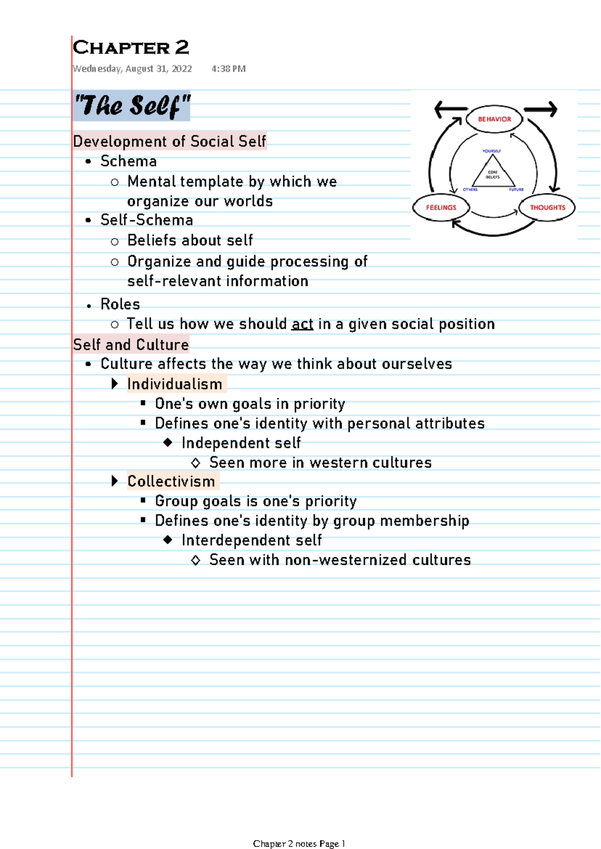 Chapter 2 notes- Social Psych - "The Self" Development of Social Self ...