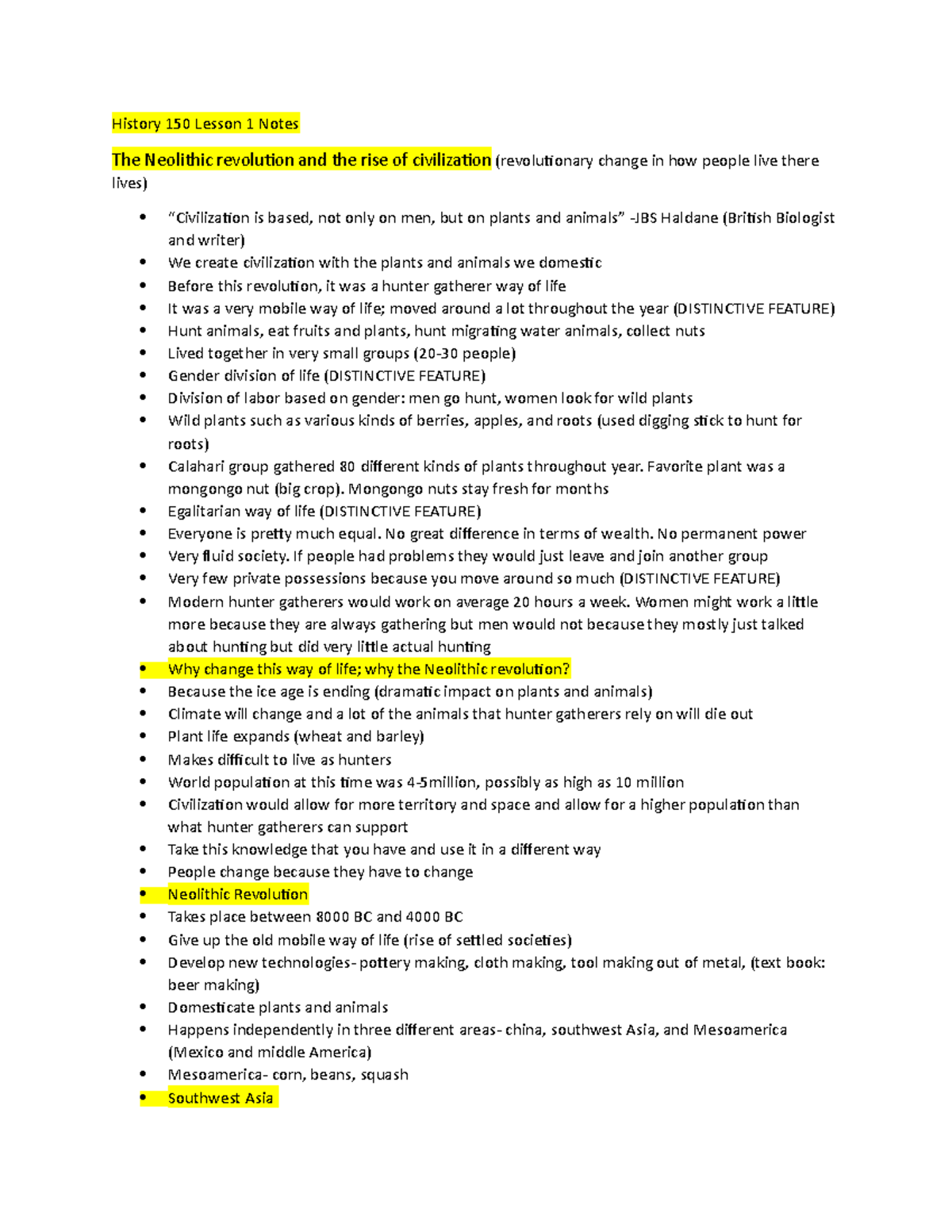 History 150 Lesson 1 Notes 01-09 - History 150 Lesson 1 Notes The ...