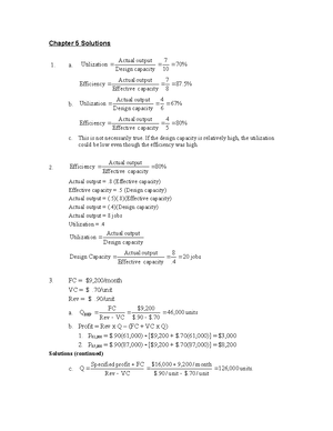 Chapter 6 Solutions - Operations Management - Chapter 6 Solutions OT ...