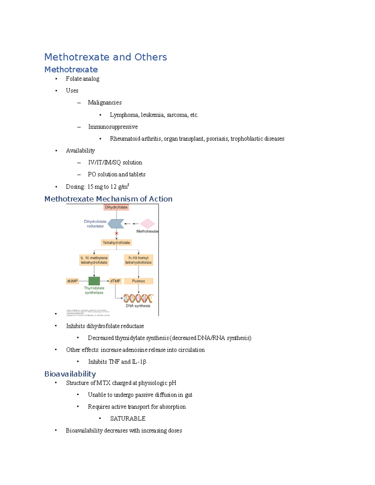Methotrexate - study notes and practice material - Methotrexate and ...
