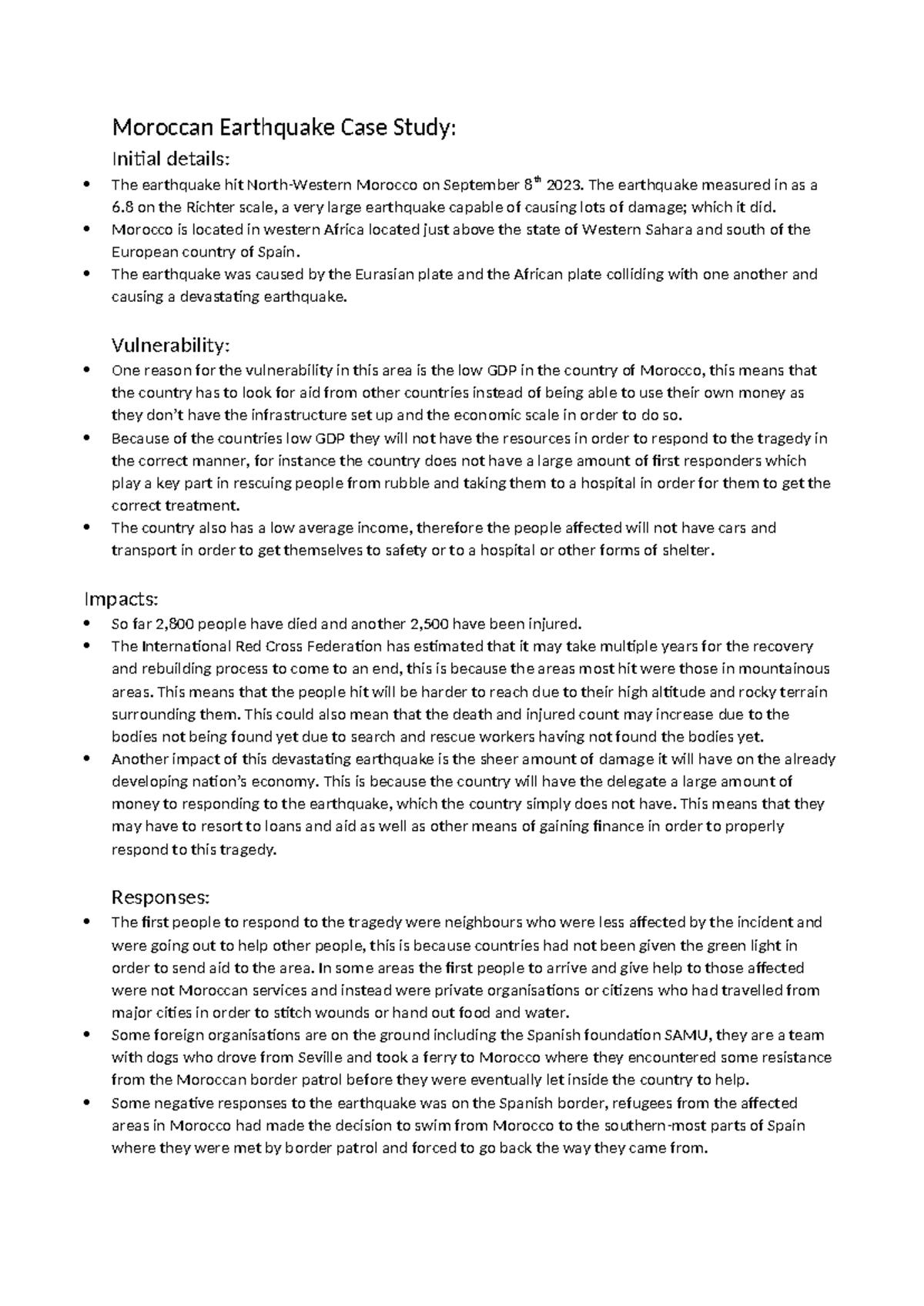 Moroccan Earthquake Case Study - Moroccan Earthquake Case Study ...