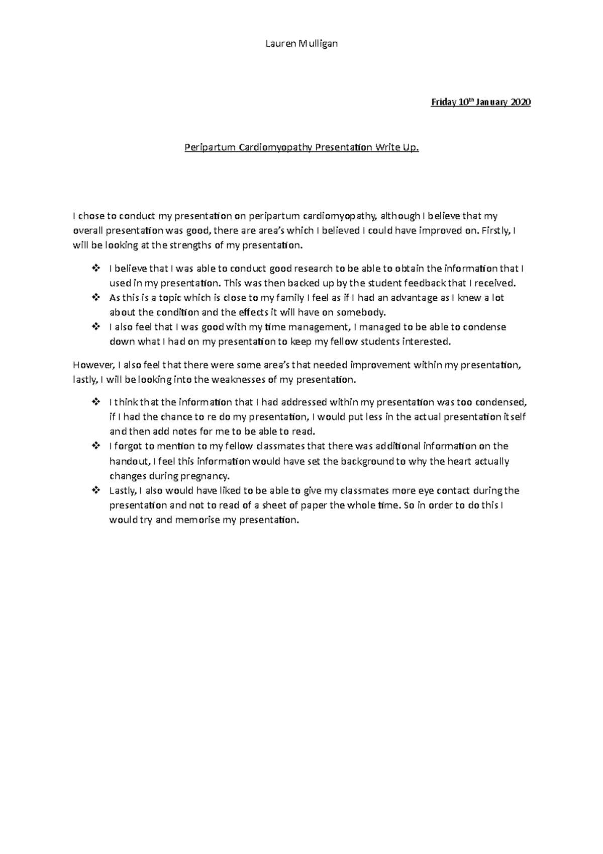 Study Skills Assignment 4 Presentation Write Up 2020 - Lauren Mulligan ...