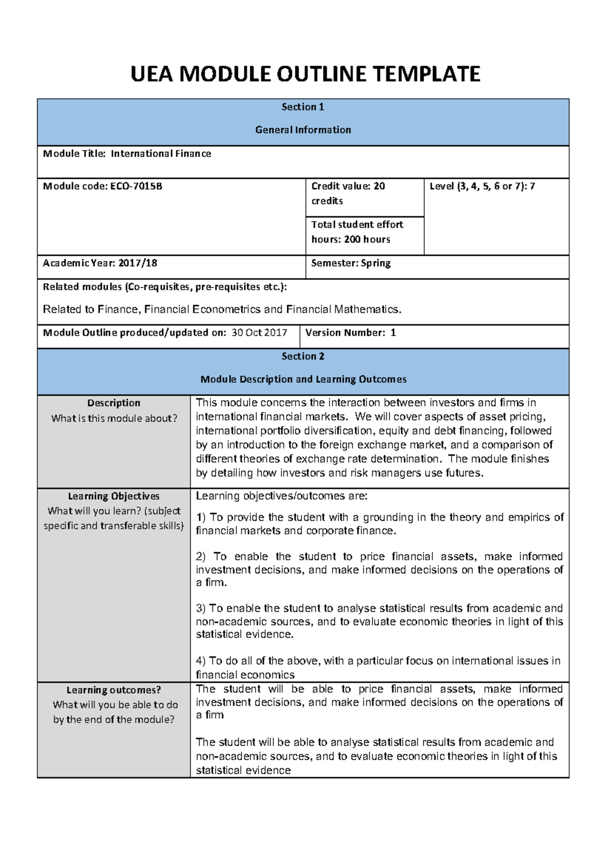 Exam December 2017, questions and answers - UEA MODULE OUTLINE TEMPLATE ...