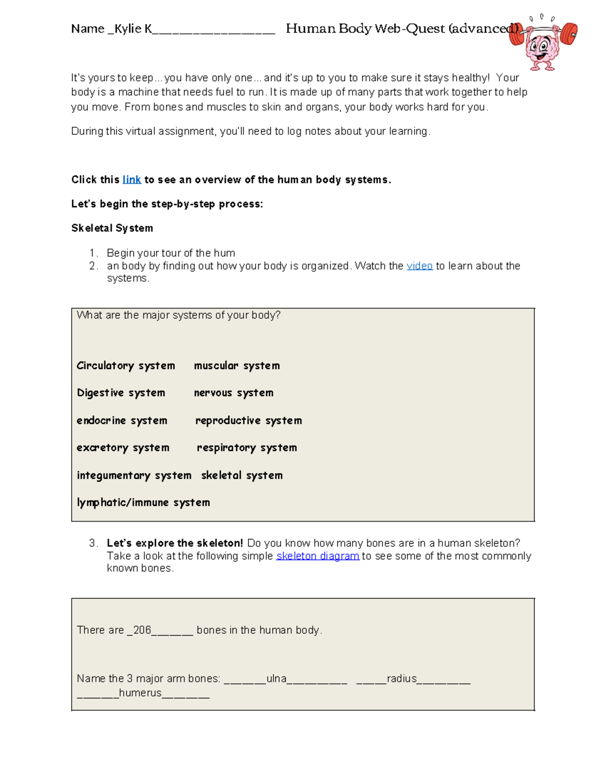 Copy of ADV-Human Body Web Quest (advanced) - It’s yours to keep.. have ...