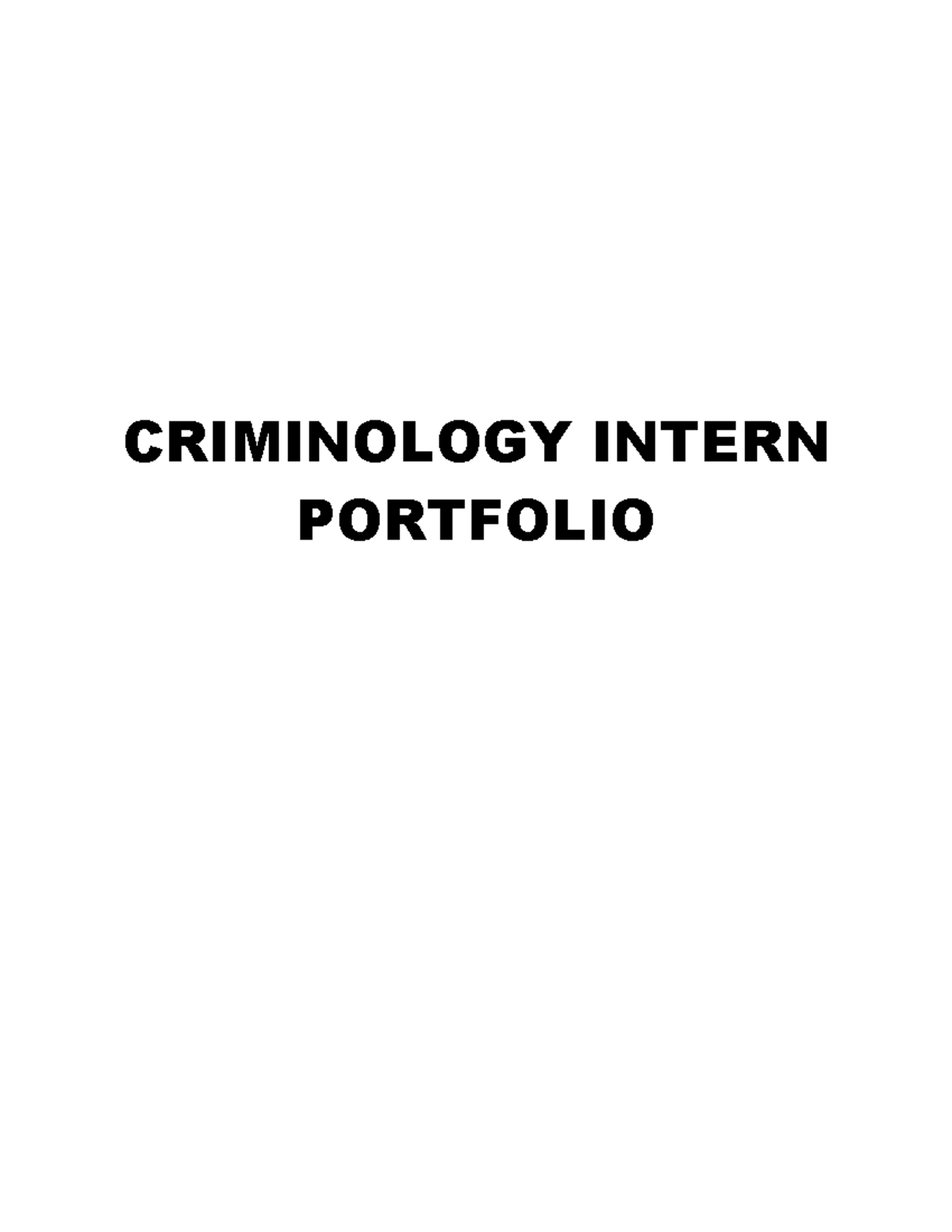 Portfolio OF Intern Students - CRIMINOLOGY INTERN PORTFOLIO NAME (ex ...