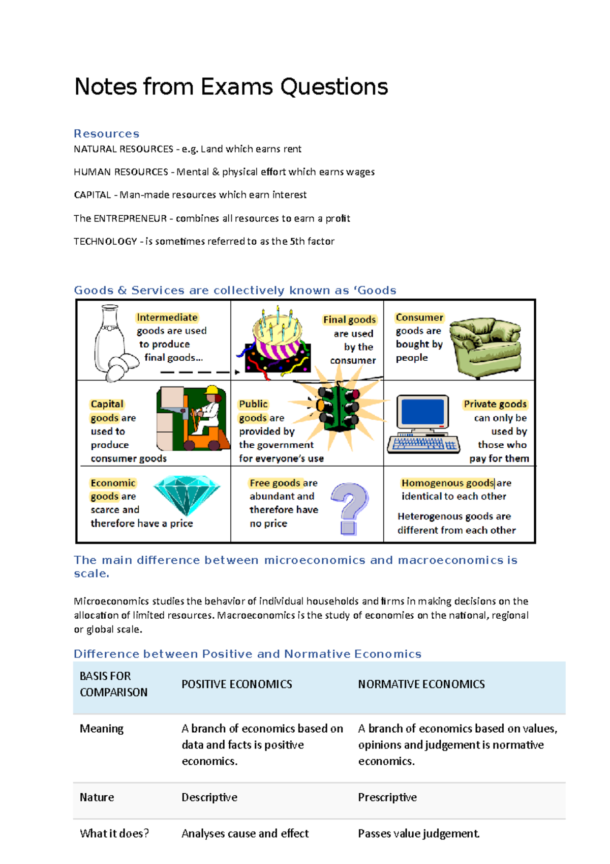 Notes based on exam questions - Notes from Exams Questions Resources ...