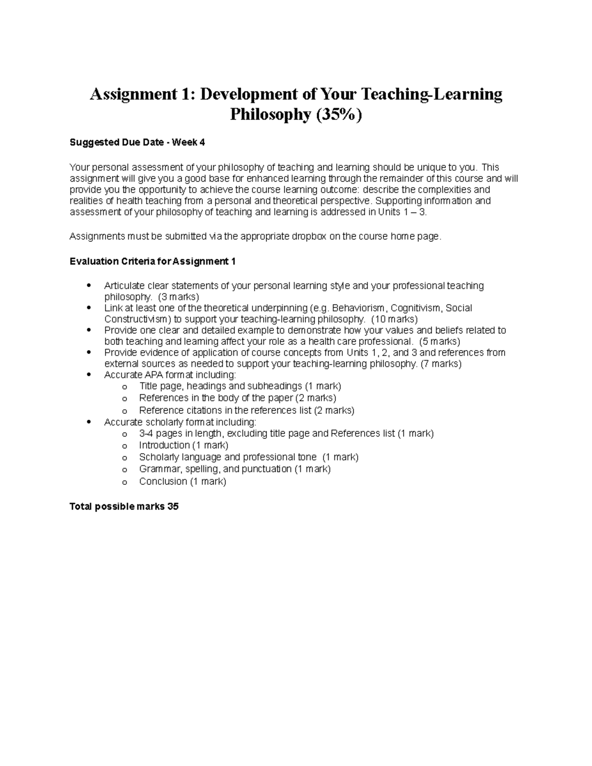 Assignment 1 - This assignment will give you a good base for enhanced ...