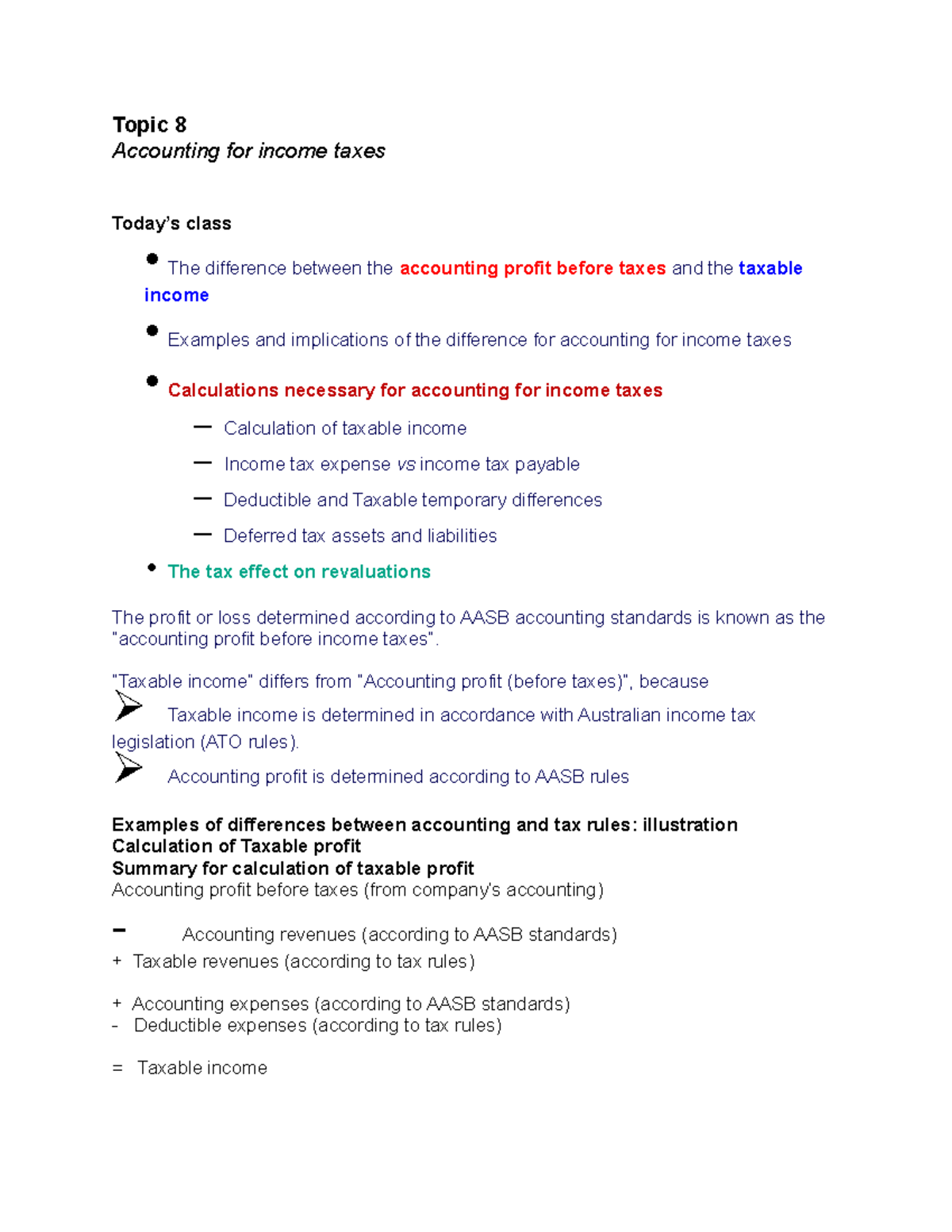 Week 8 Lecture Slides - Accounting for Income Taxes - Topic 8 ...