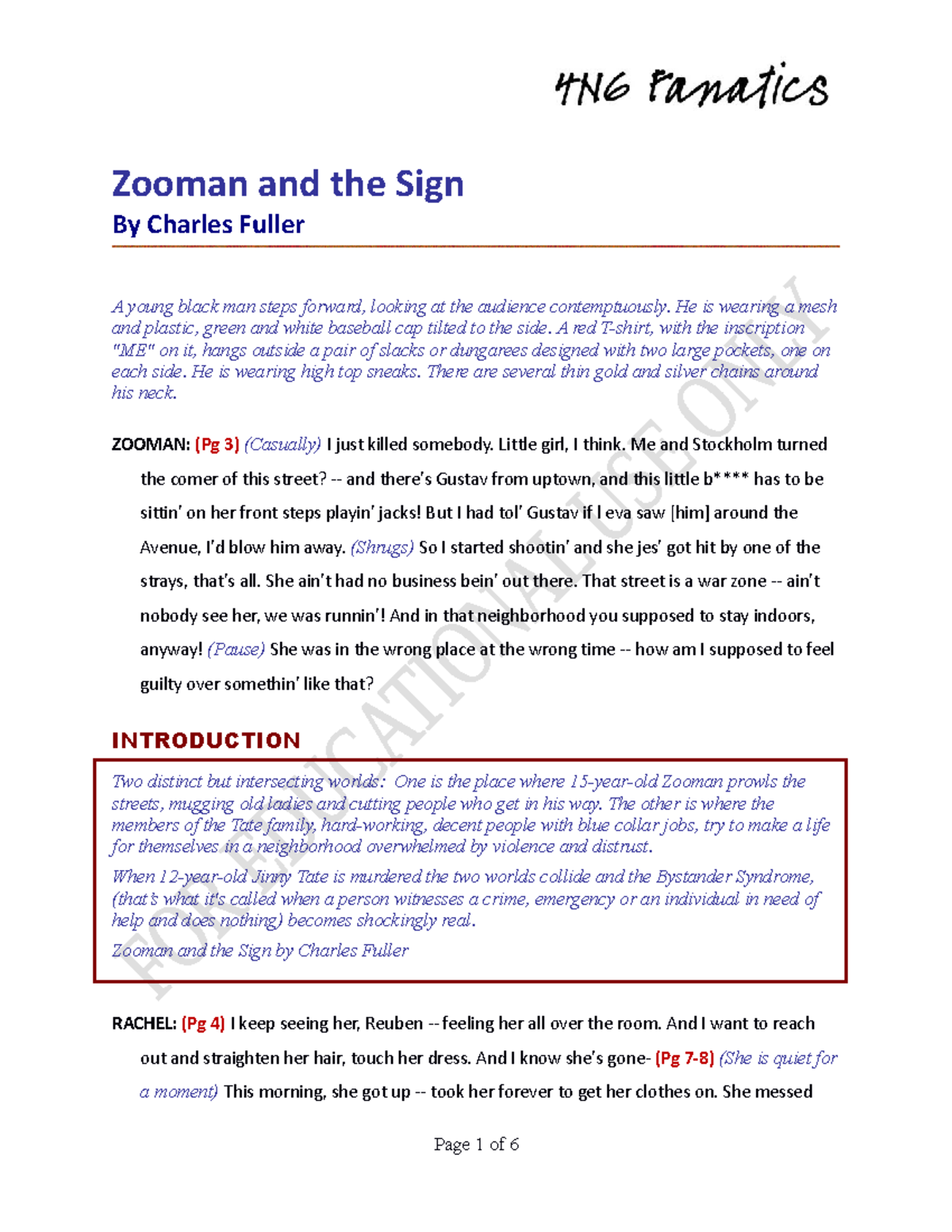 Zooman and the Sign - ertyerty - Zooman and the Sign By Charles Fuller ...