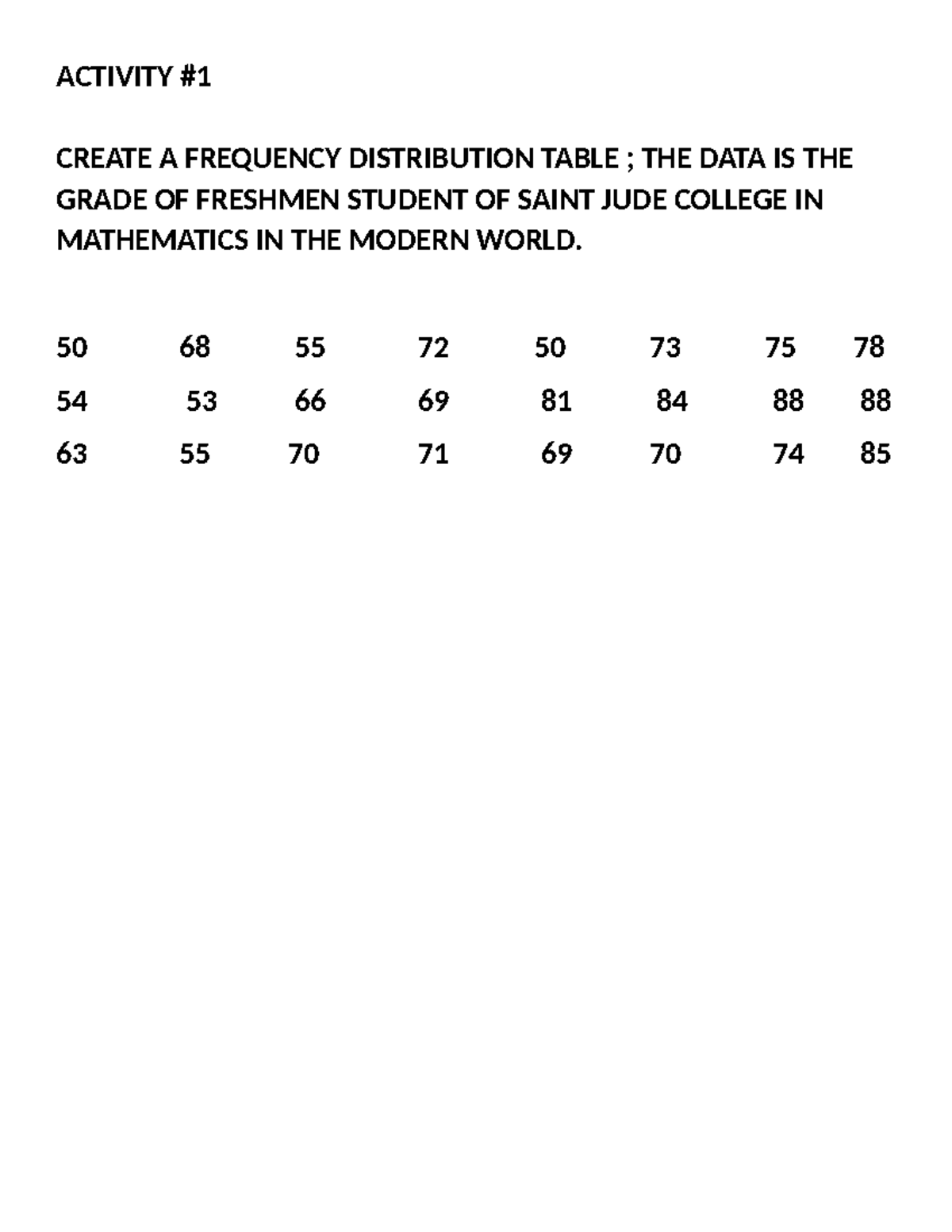 ACT1-P2-MMW - Insight for any possible activity in your first years ...