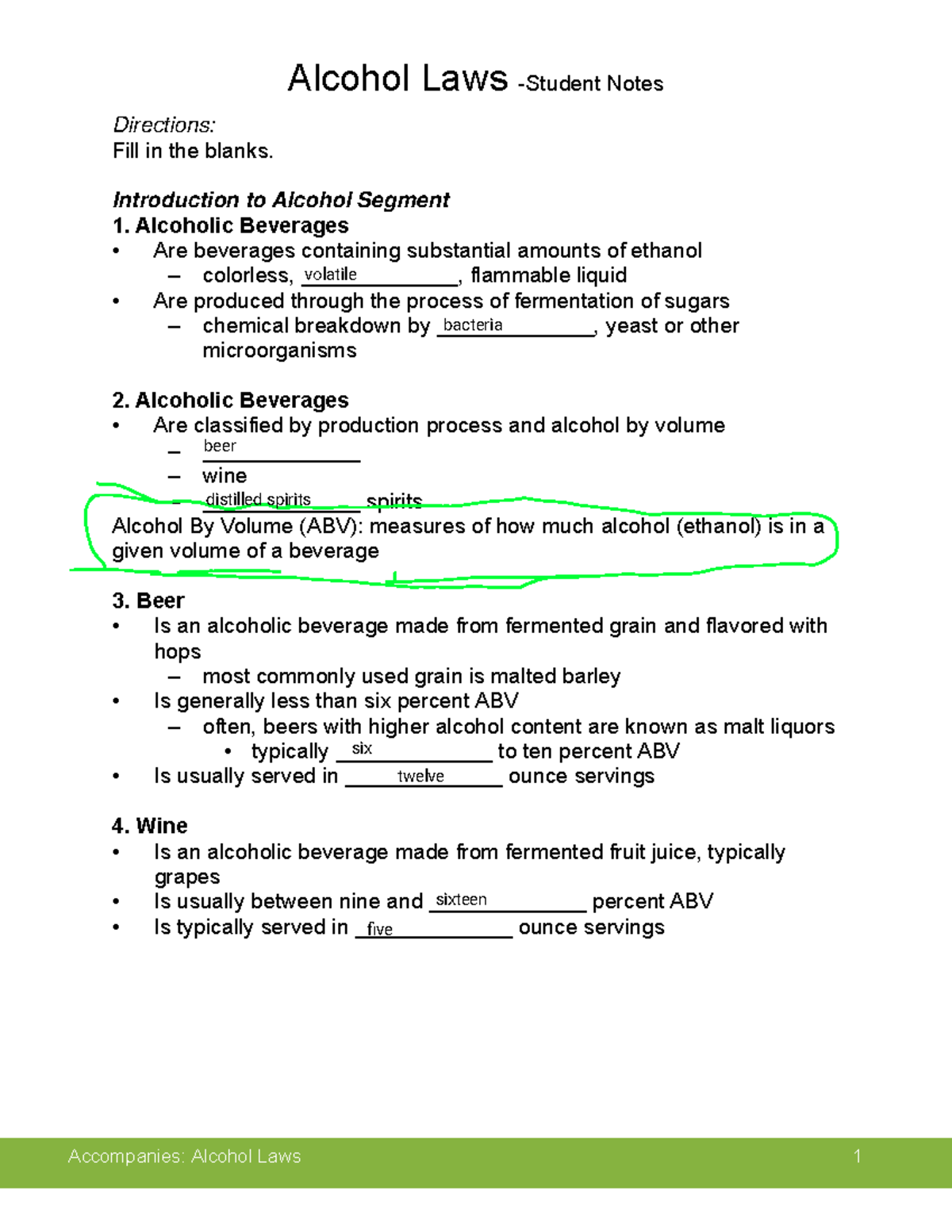 Kami Export - Alcohol Laws Student Notes - Directions: Fill in the ...