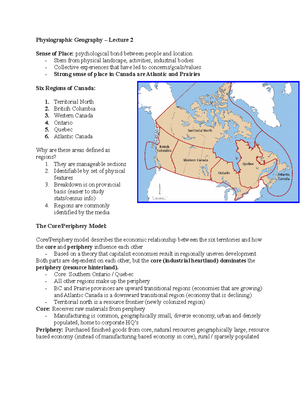 Lecture 2 Notes 2 - good - Physiographic Geography – Lecture 2 Sense of ...