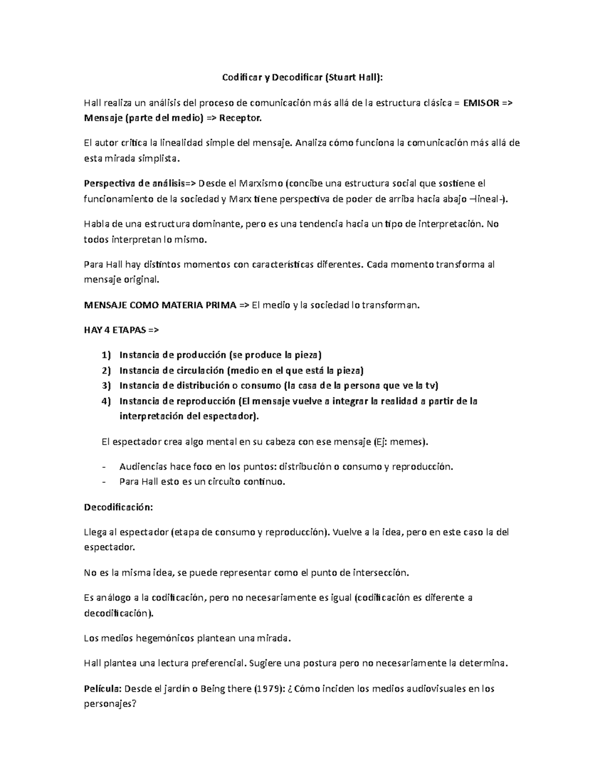 Codificar y Decodificar-clase - Codificar y Decodificar (Stuart Hall ...