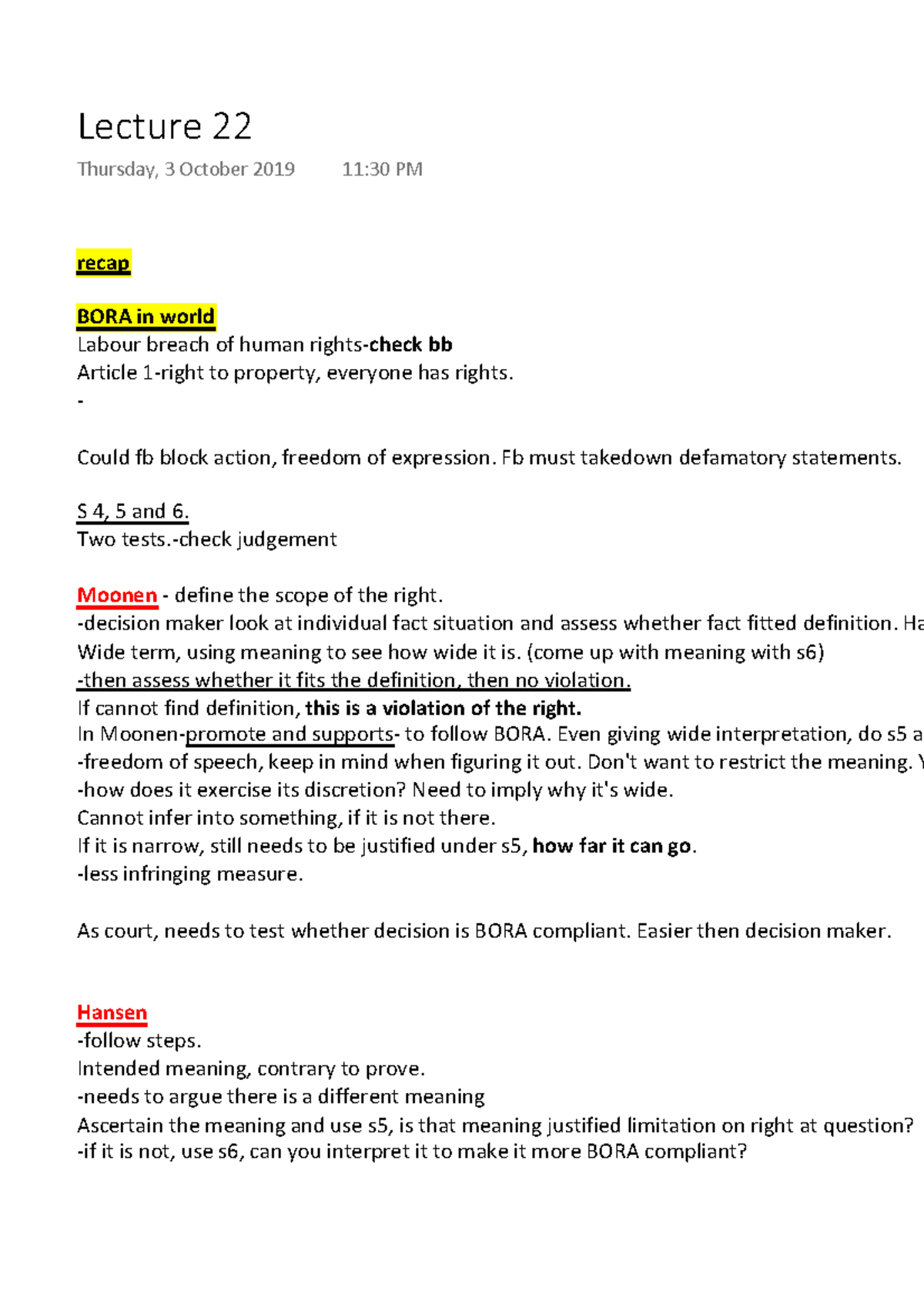 Lecture 22 - BORA - Warning: TT: undefined function: 32 recap BORA in world Labour breach of ...