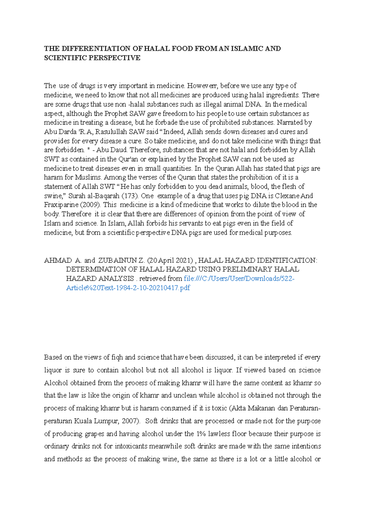 Ctu - rgtg - THE DIFFERENTIATION OF HALAL FOOD FROM AN ISLAMIC AND ...