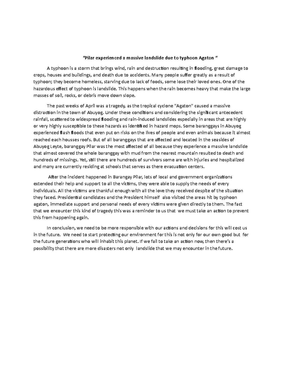 Opinion%20writing - Opinion Writing - “Pilar experienced a massive ...