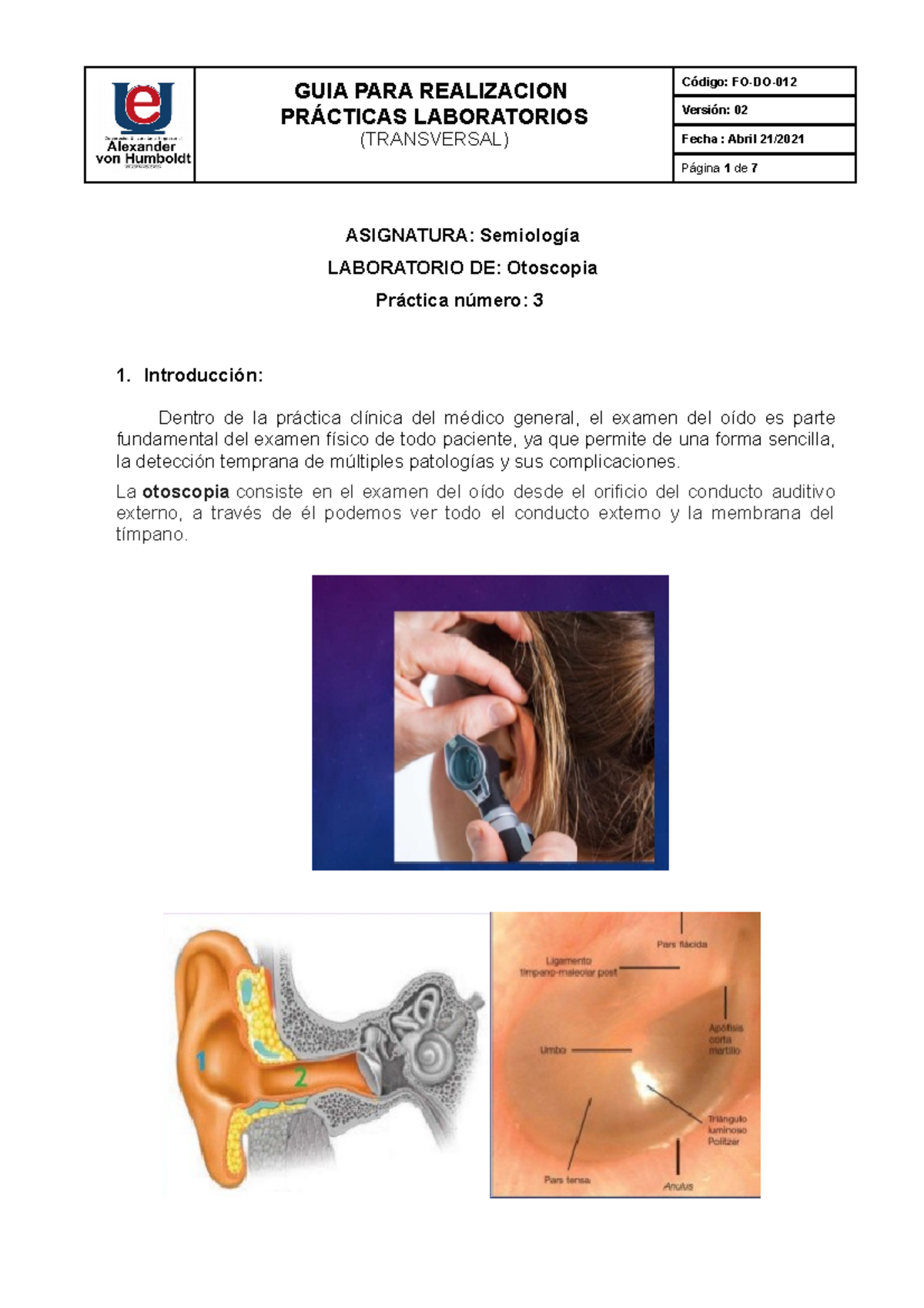 Guia 3. simulación de otoscopia - GUIA PARA REALIZACION PRÁCTICAS ...