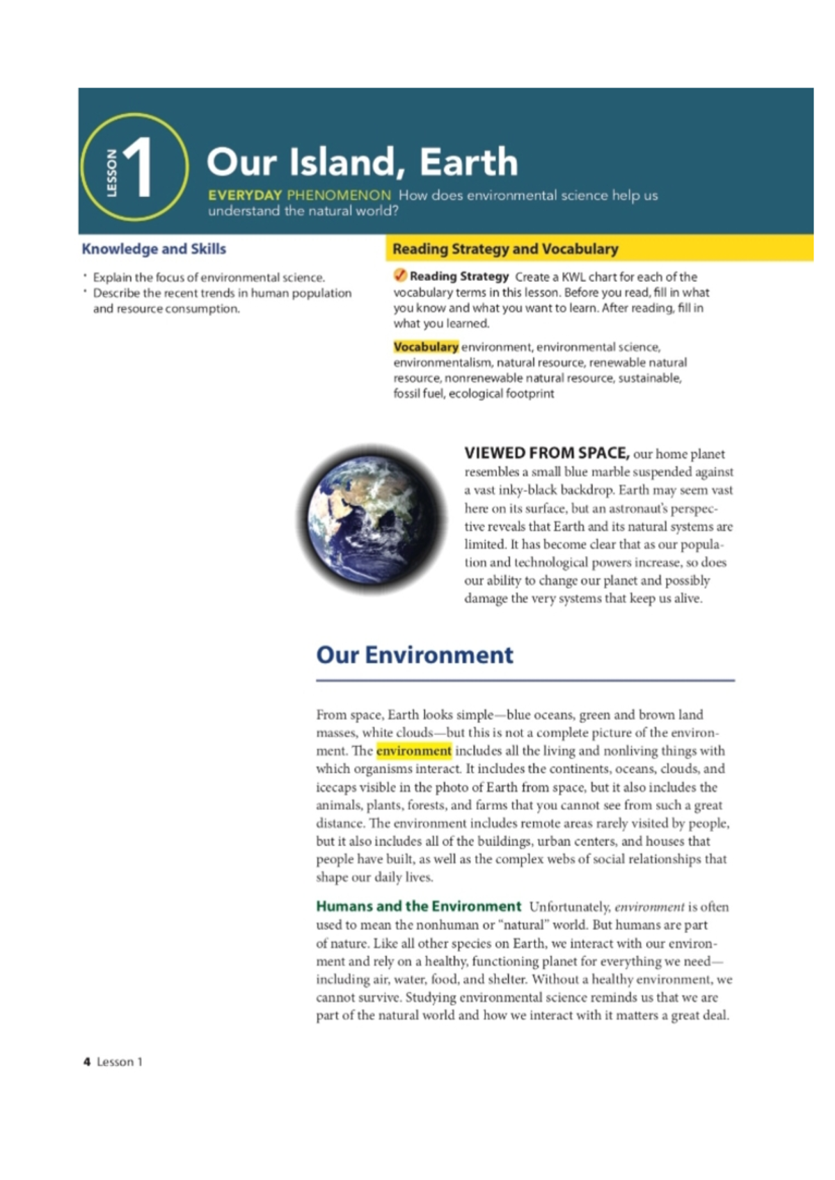 Expereince Envt Science - 1 Our Island, Earth EVERYDAY PHENOMENON How ...