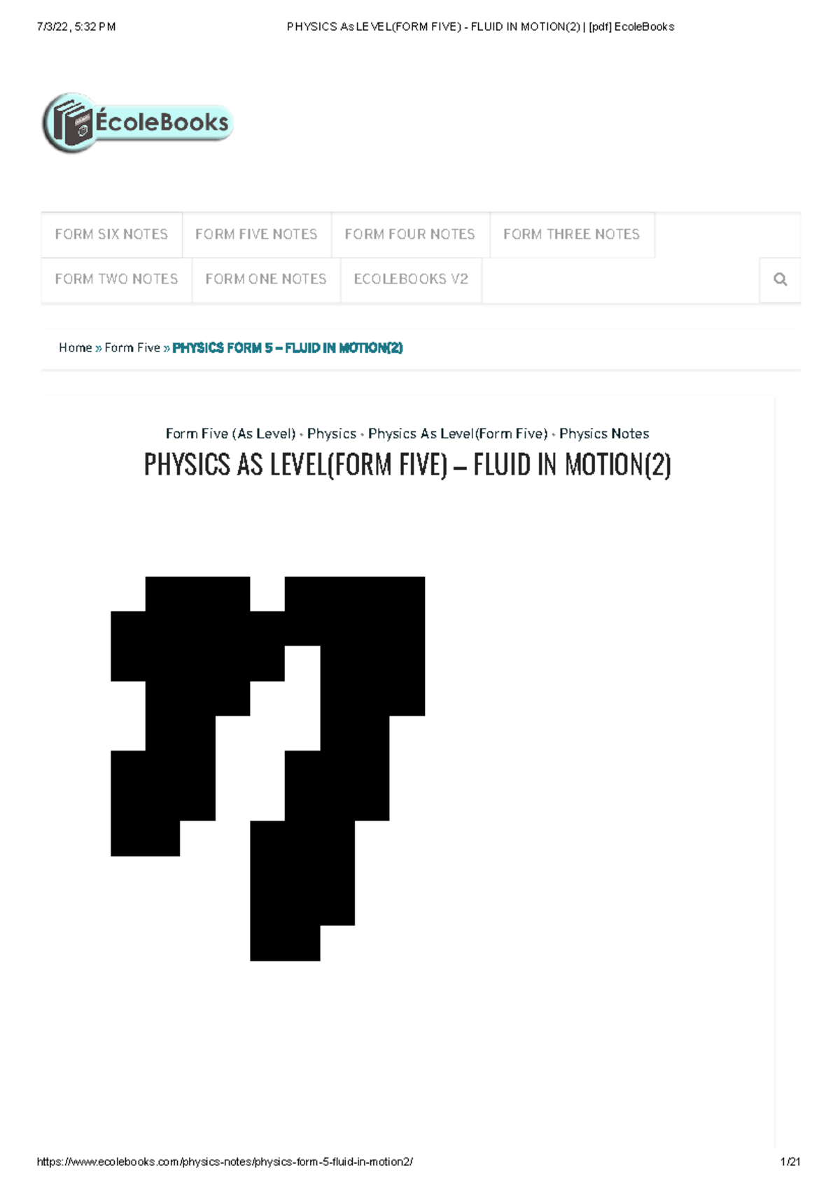 Physics As Level(FORM FIVE) - Fluid IN Motion(2) [pdf] Ecole Books ...
