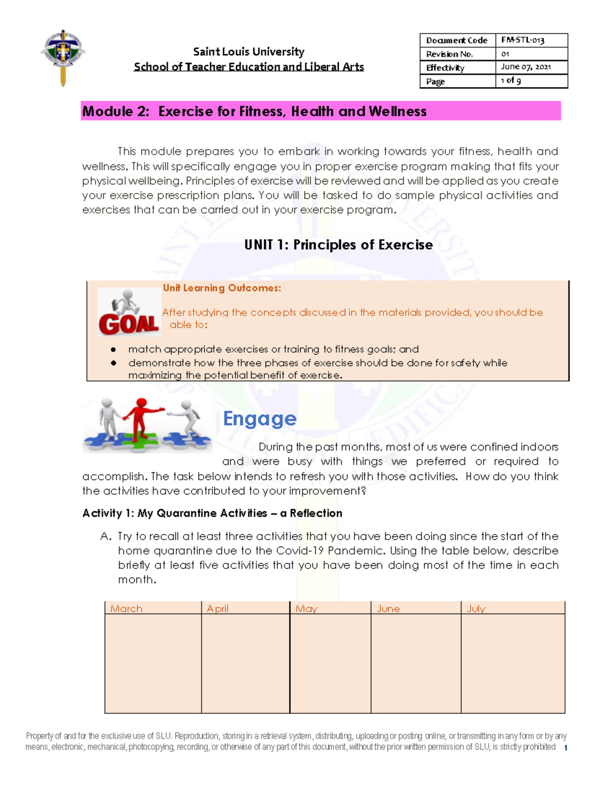 FIT HW- Module 2 UNIT 1 - FIT Notes - Property of and for the exclusive ...
