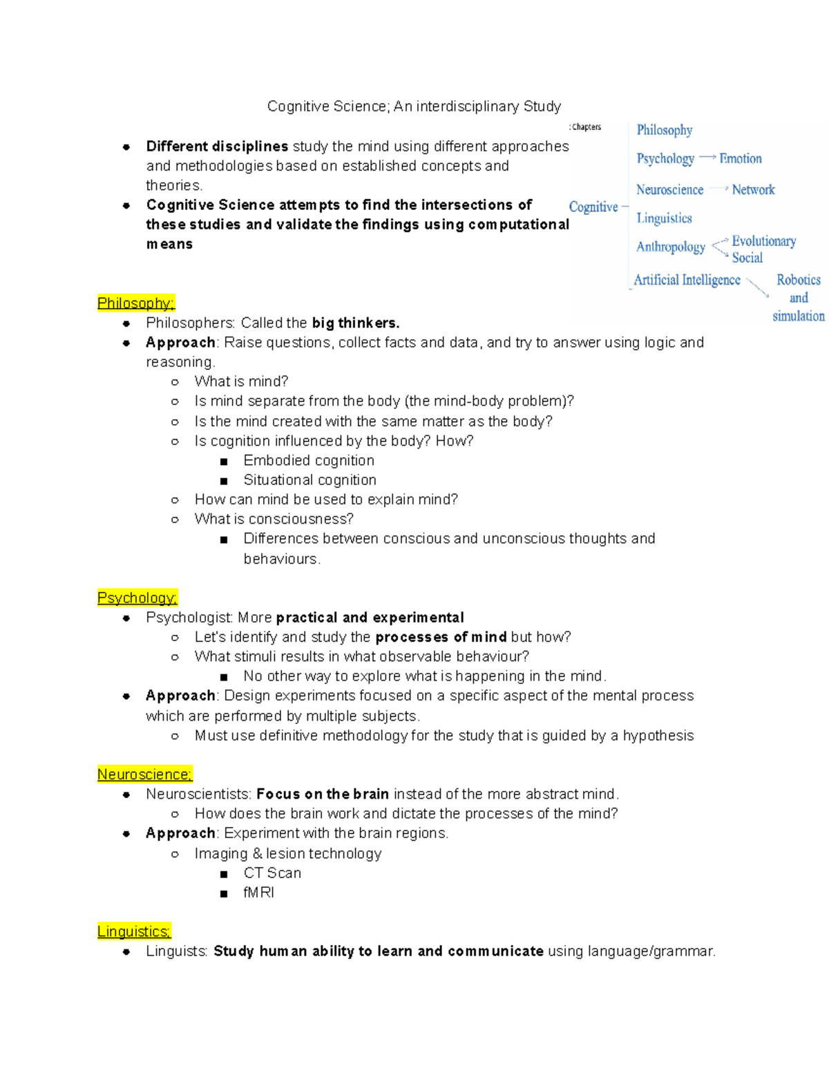 Cognitive Science; An interdisciplinary Study - Cognitive Science ...
