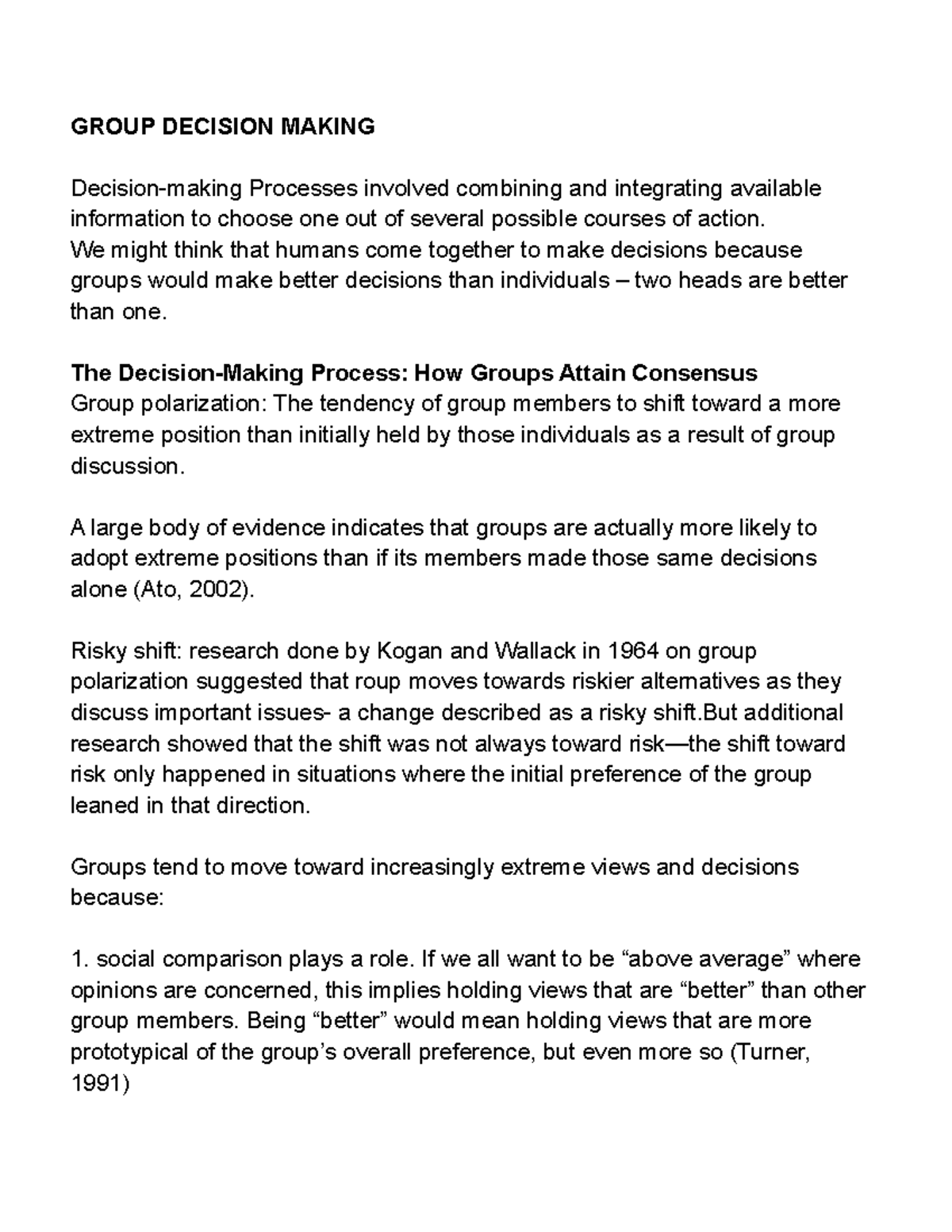 Group Decision Making - Self Made Notes - GROUP DECISION MAKING ...