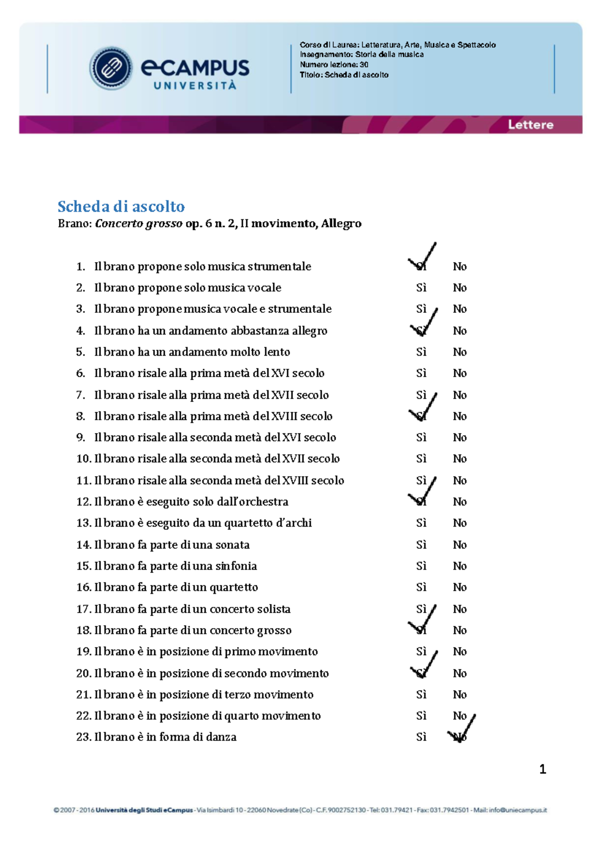 Schede di ascolto complete e corrette - Numero lezione: 30Titolo ...
